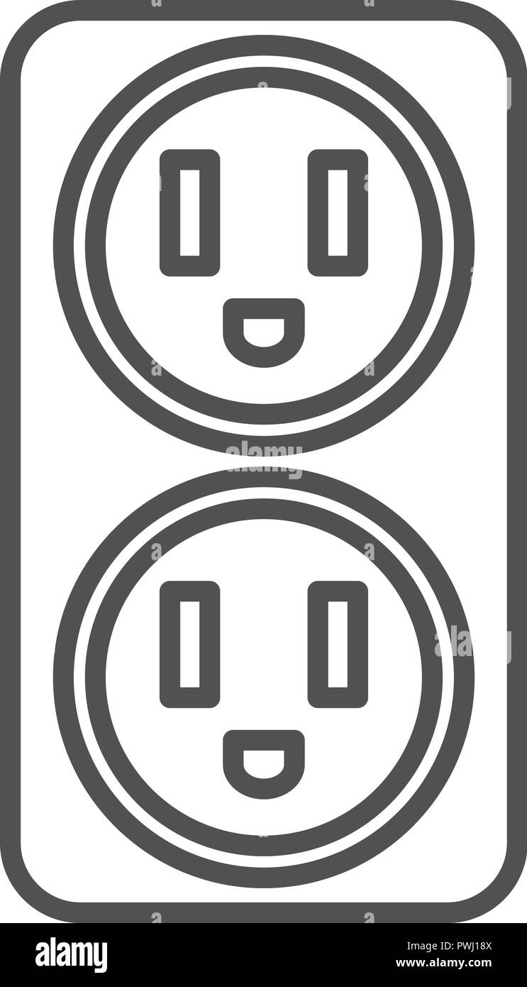 Doppel Steckdose Symbol, outline Style Stock-Vektorgrafik - Alamy