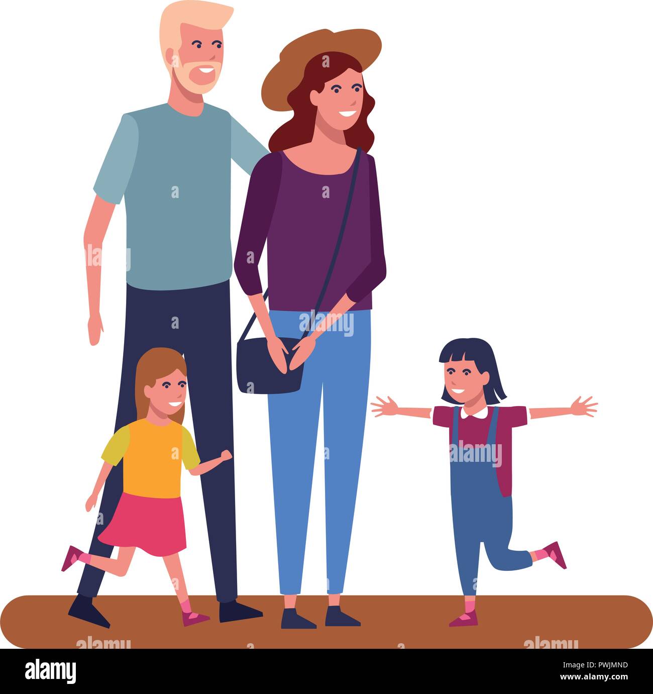 Eltern spielen mit Töchter cartoons Vector Illustration graphic design ...