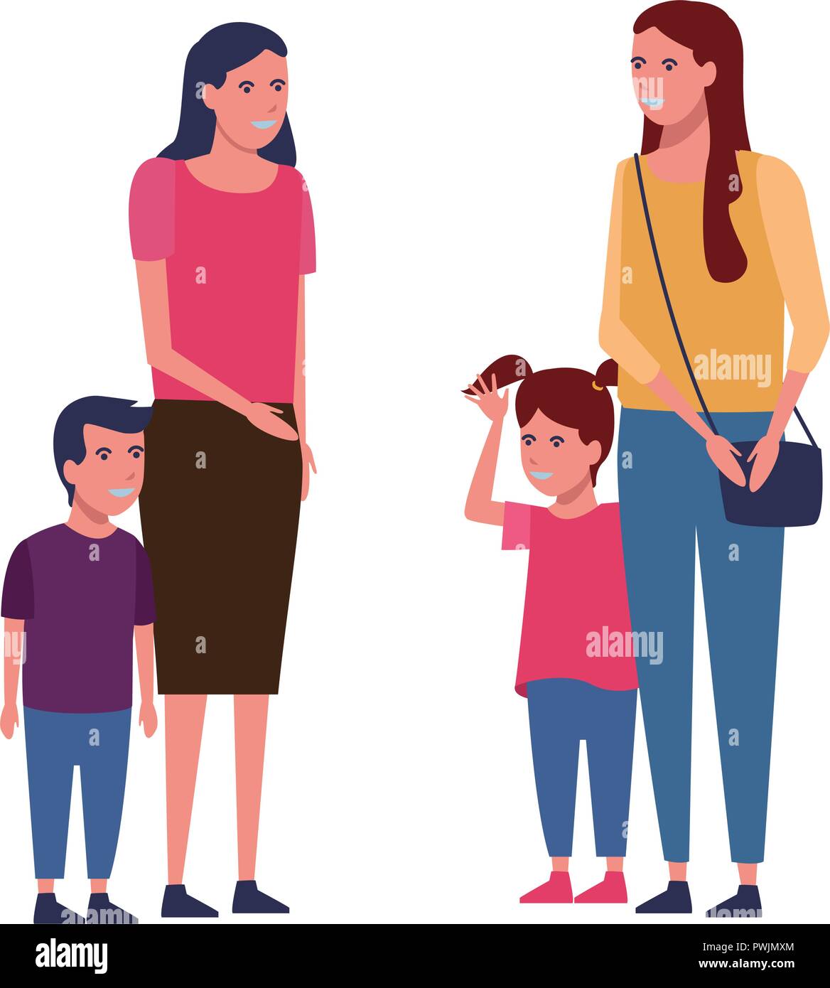 Mütter mit Kinder cartoons Vector Illustration graphic design Stock ...