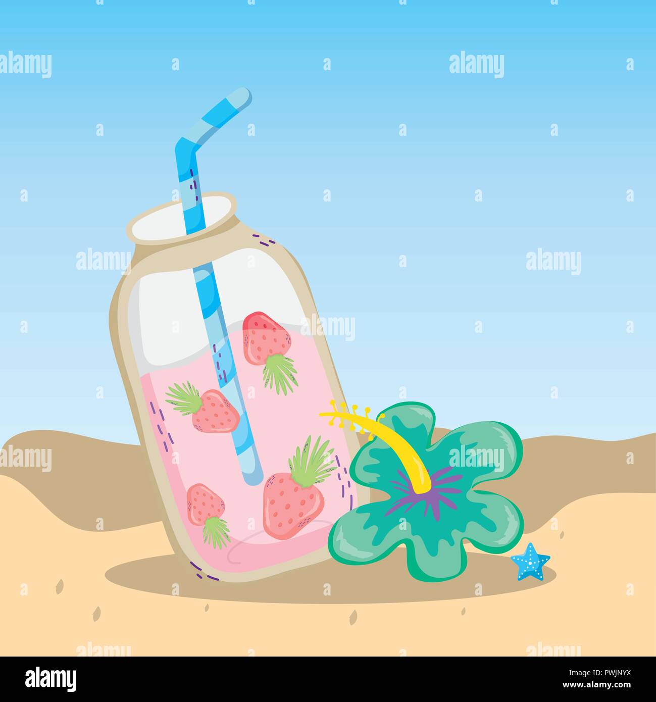 Tropischen Strand Landschaft Thema Cartoon Stock-Vektorgrafik - Alamy
