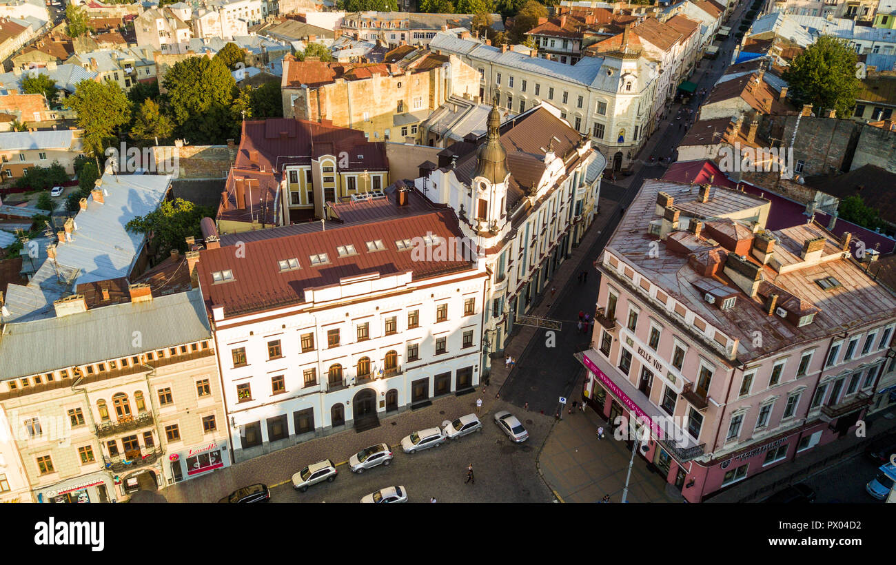Czernowitz zentralen Platz am sunset Stadt von oben der westlichen ...