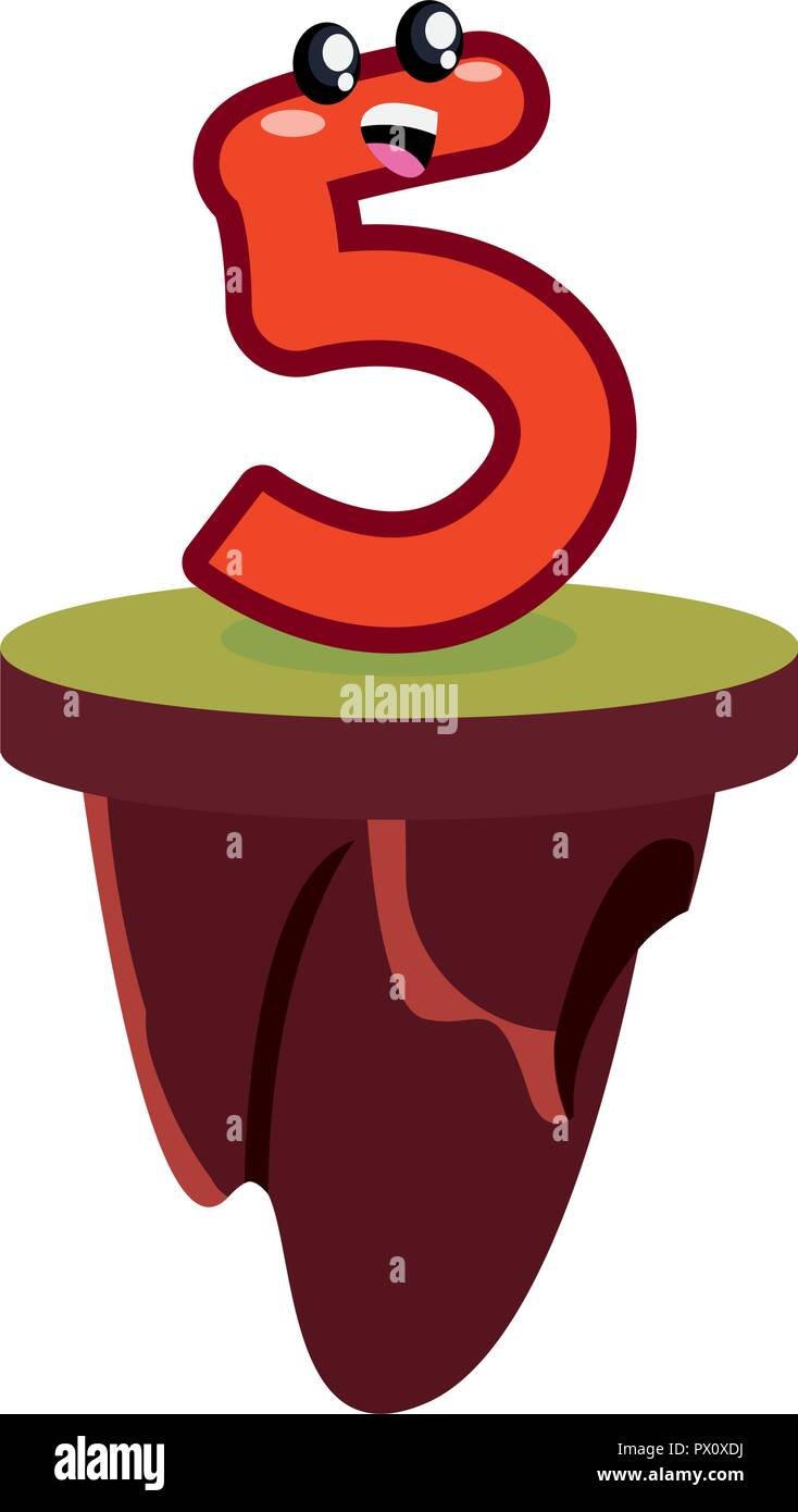 Kawaii Nummer fünf Zeichen cartoon Vector Illustration Stock ...