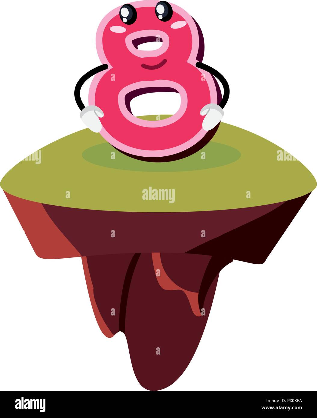 Kawaii Nummer acht Zeichen cartoon Vector Illustration Stock ...