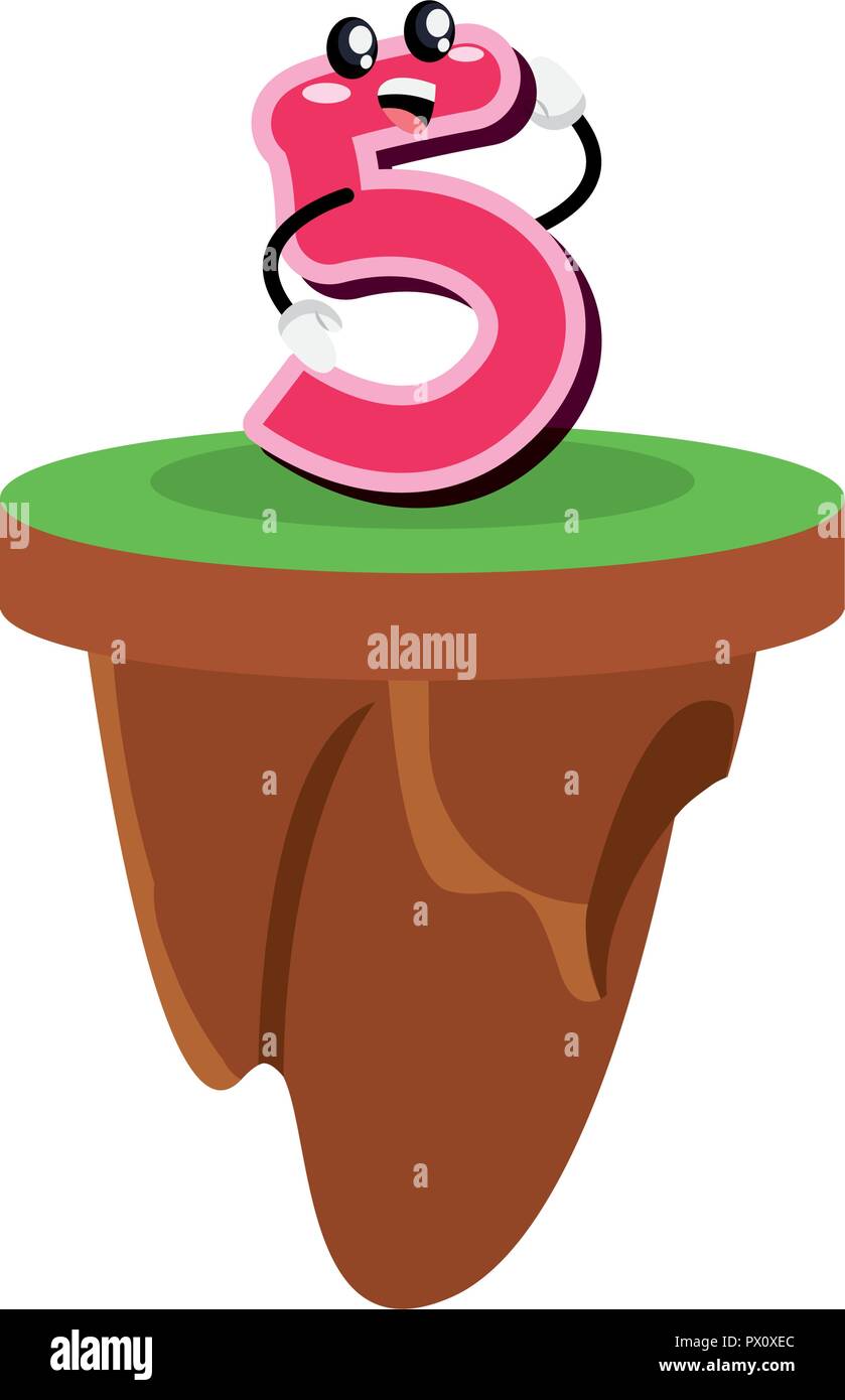 Kawaii Nummer fünf Zeichen cartoon Vector Illustration Stock ...
