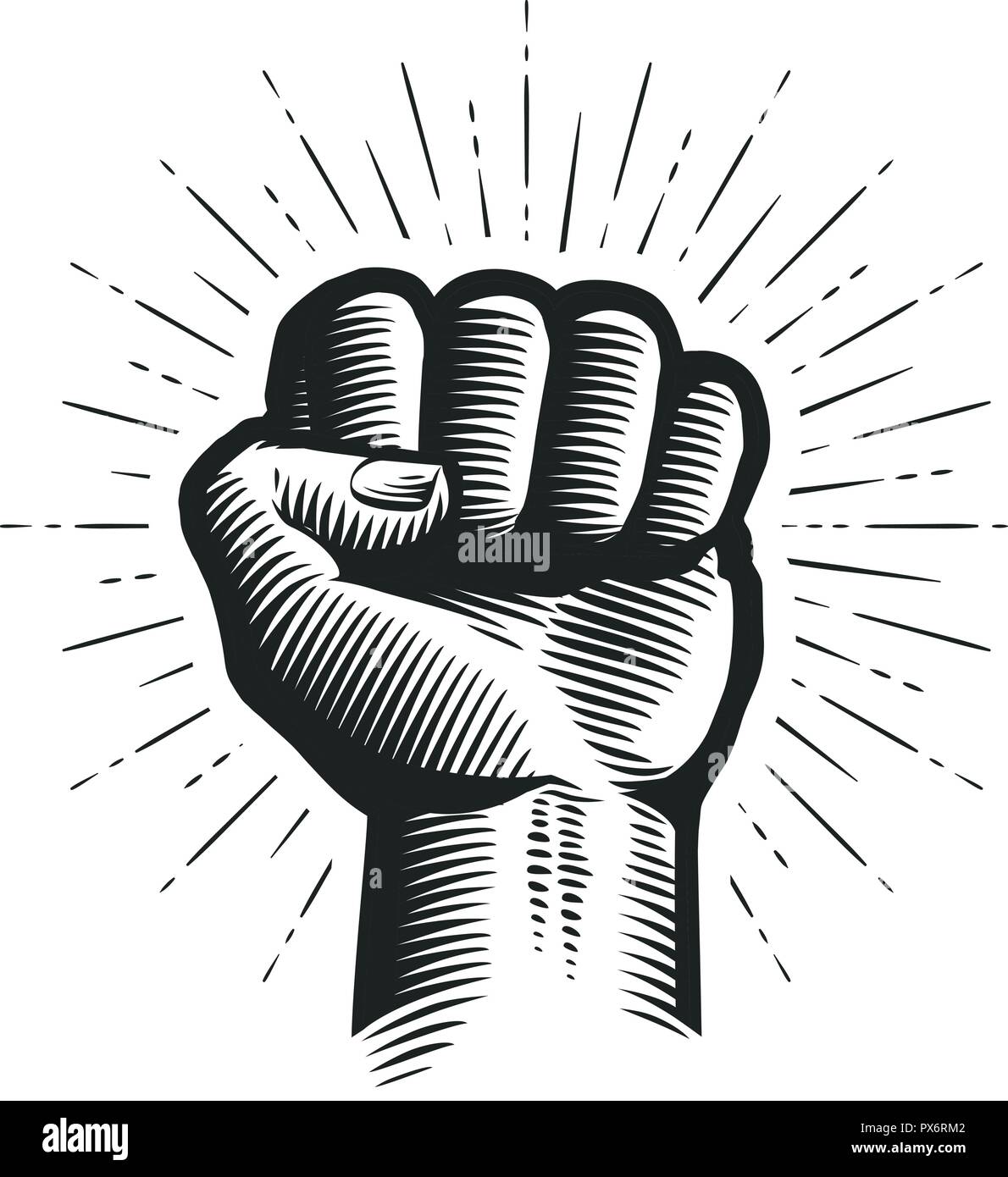 Auf geballte Faust. Skizze Vector Illustration Stock-Vektorgrafik - Alamy