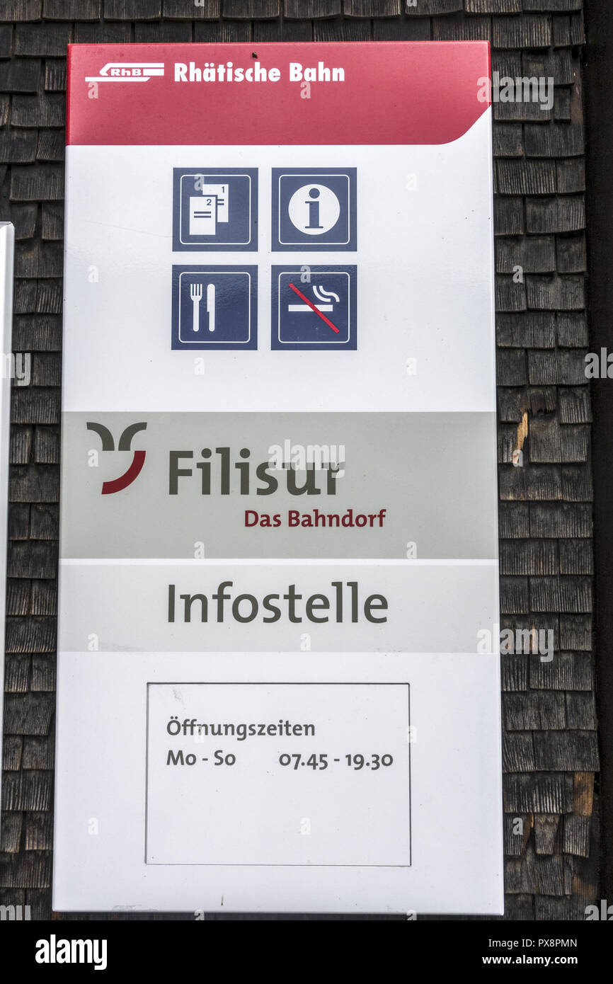 UNESCO World Heritage Rhätische Bahn, Bahnhof Filisur, Graubündens, der ...