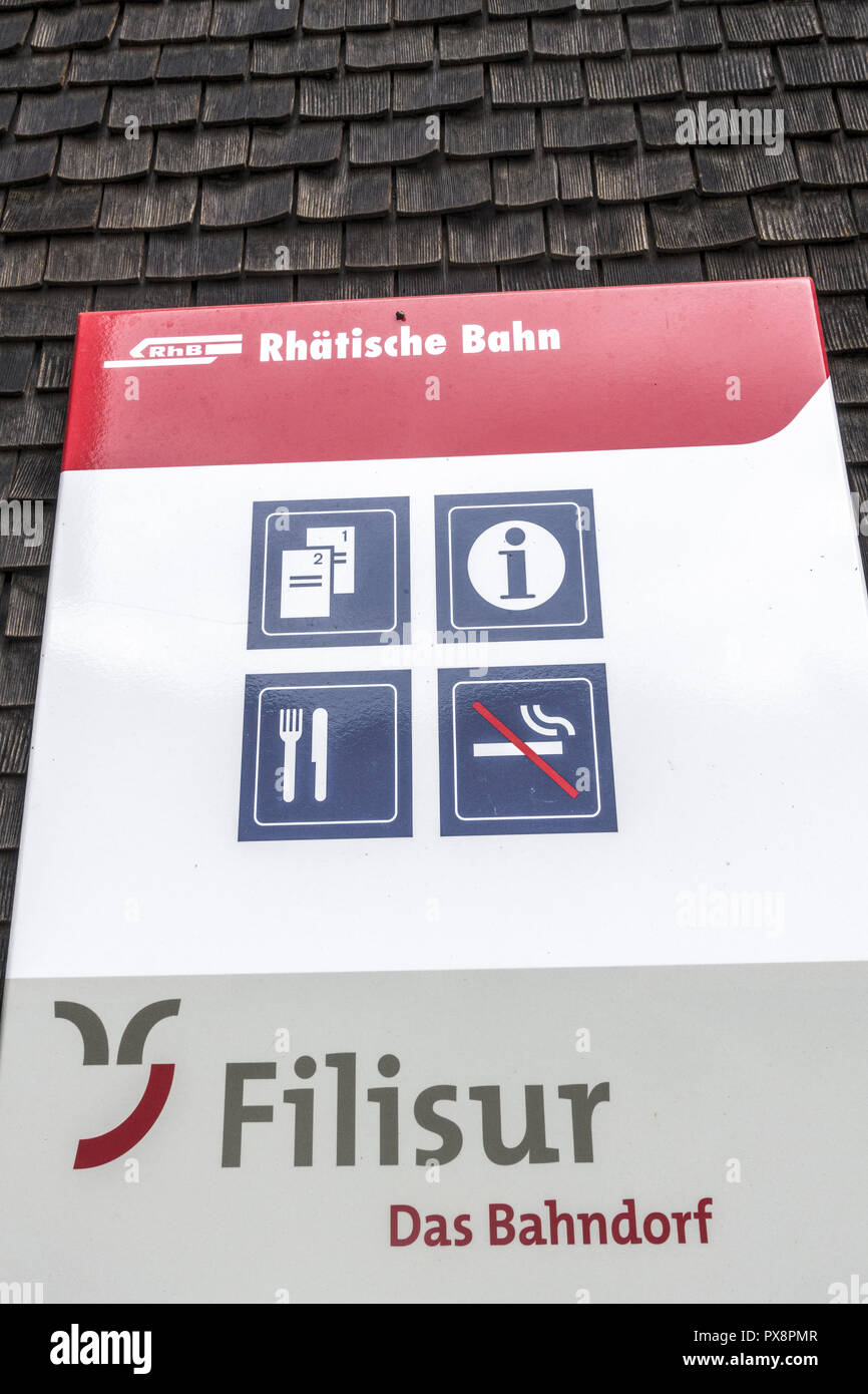 UNESCO World Heritage Rhätische Bahn, Bahnhof Filisur, Graubündens, der ...