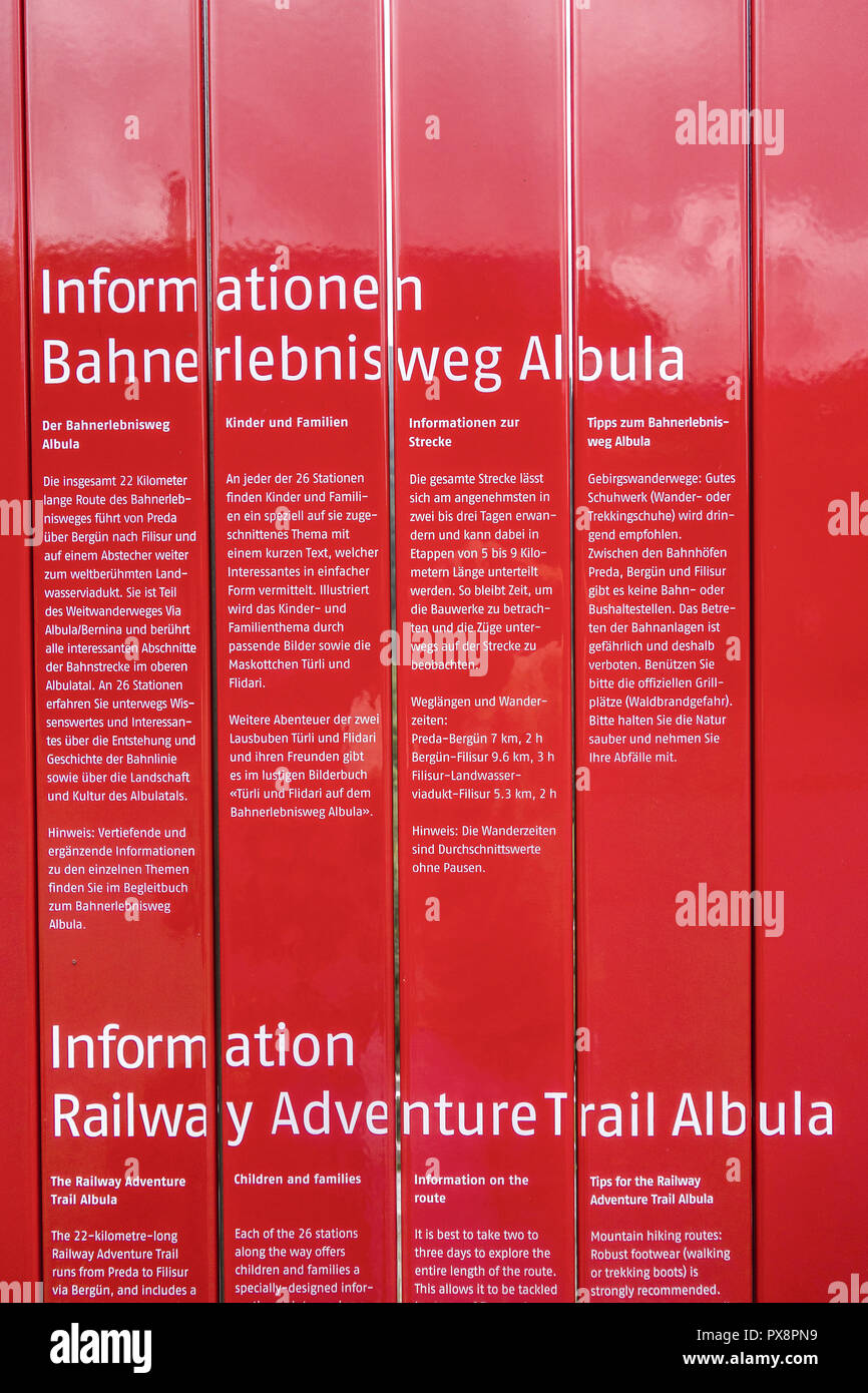 UNESCO World Heritage Rhätische Bahn, Bahnhof Filisur, Graubündens, der ...