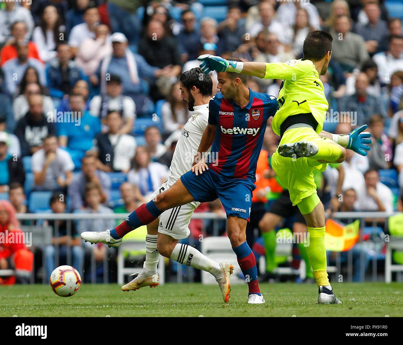 Fußballspiel zwischen Real Madrid und Levante der 2018/2019 die Spanische Liga, im Santiago ...