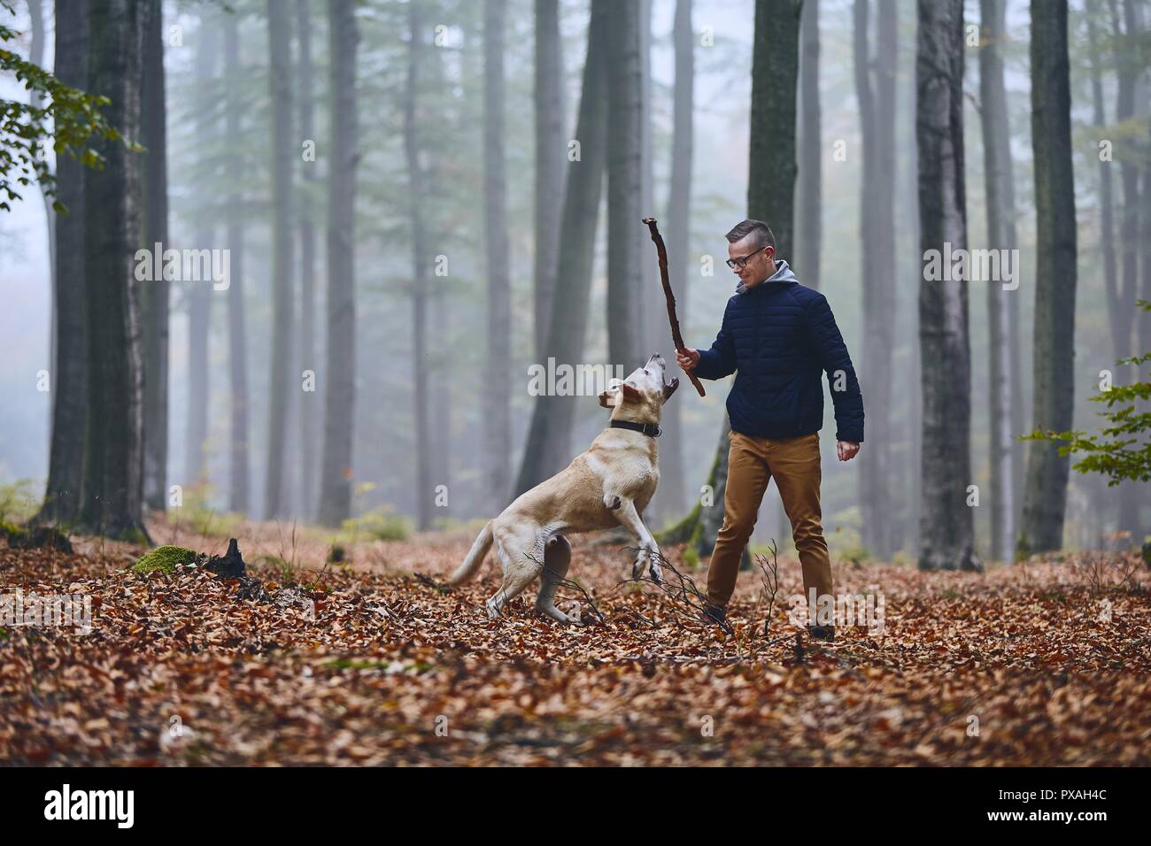 Mann mit tieren im wald -Fotos und -Bildmaterial in hoher Auflösung – Alamy
