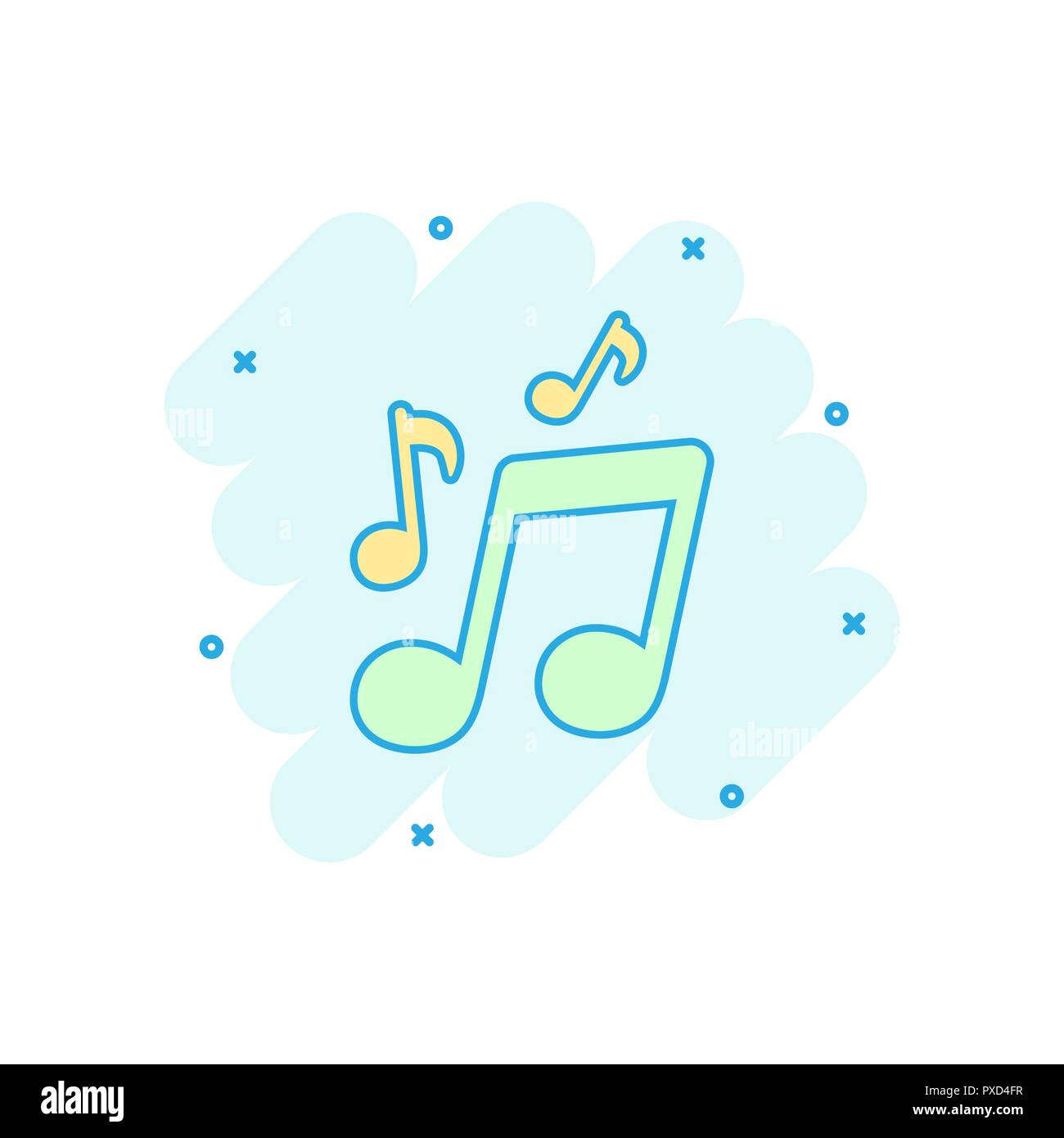 Vektor cartoon Symbol Musik im Comic-stil. Sound Hinweis zeichen ...