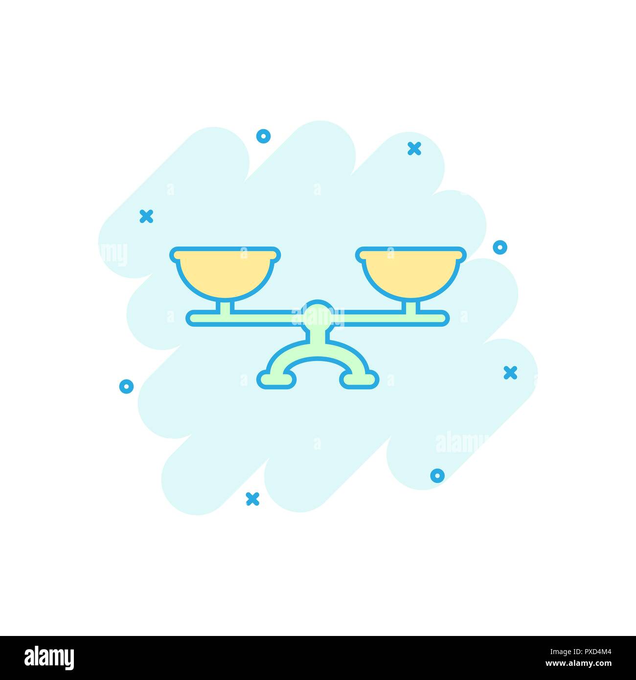 Vektor cartoon Waage Waage Symbol im Comic-stil. Waage zeichen ...
