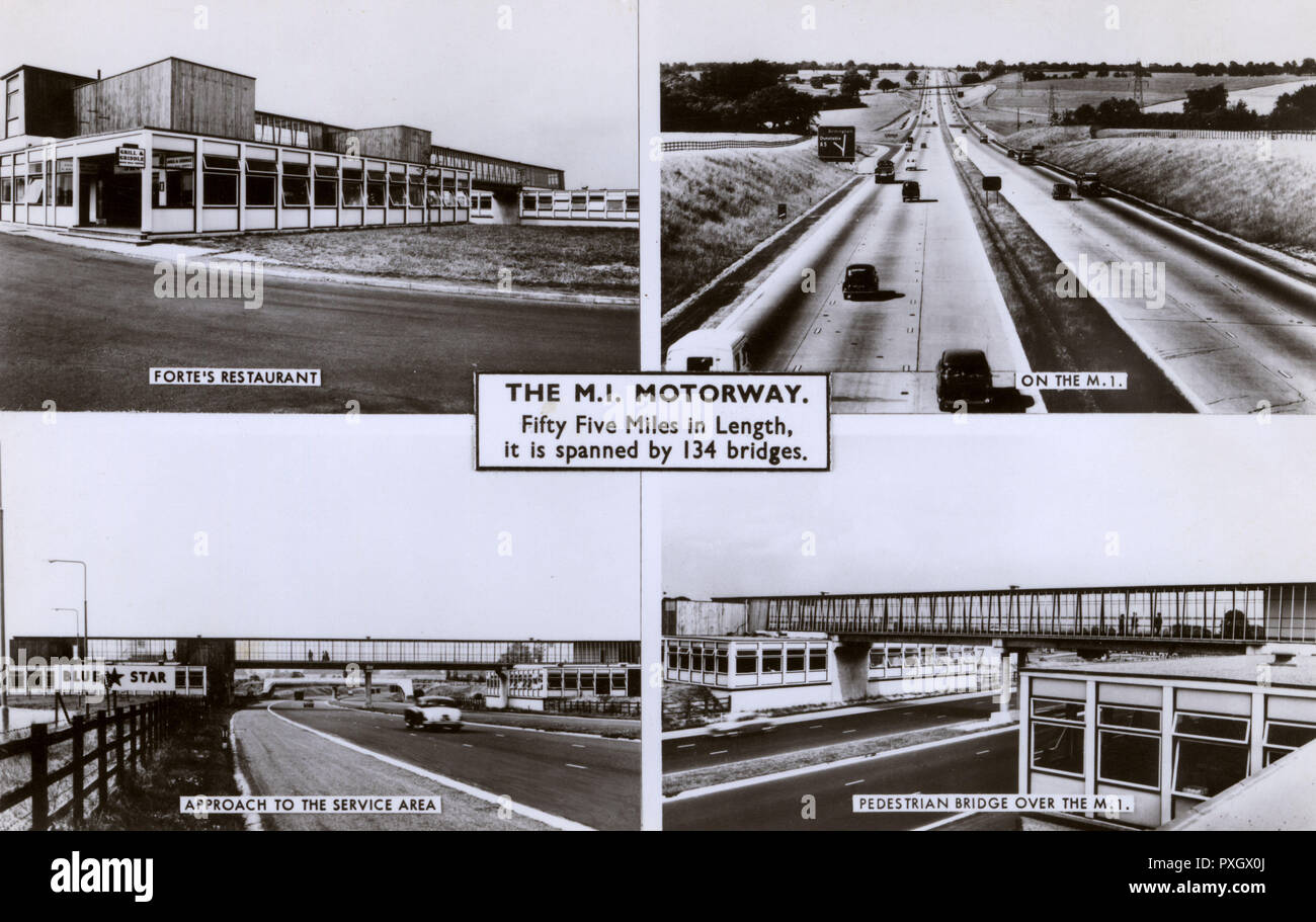 Der erste Abschnitt der Autobahn M1 (55 Meilen in der Länge ...
