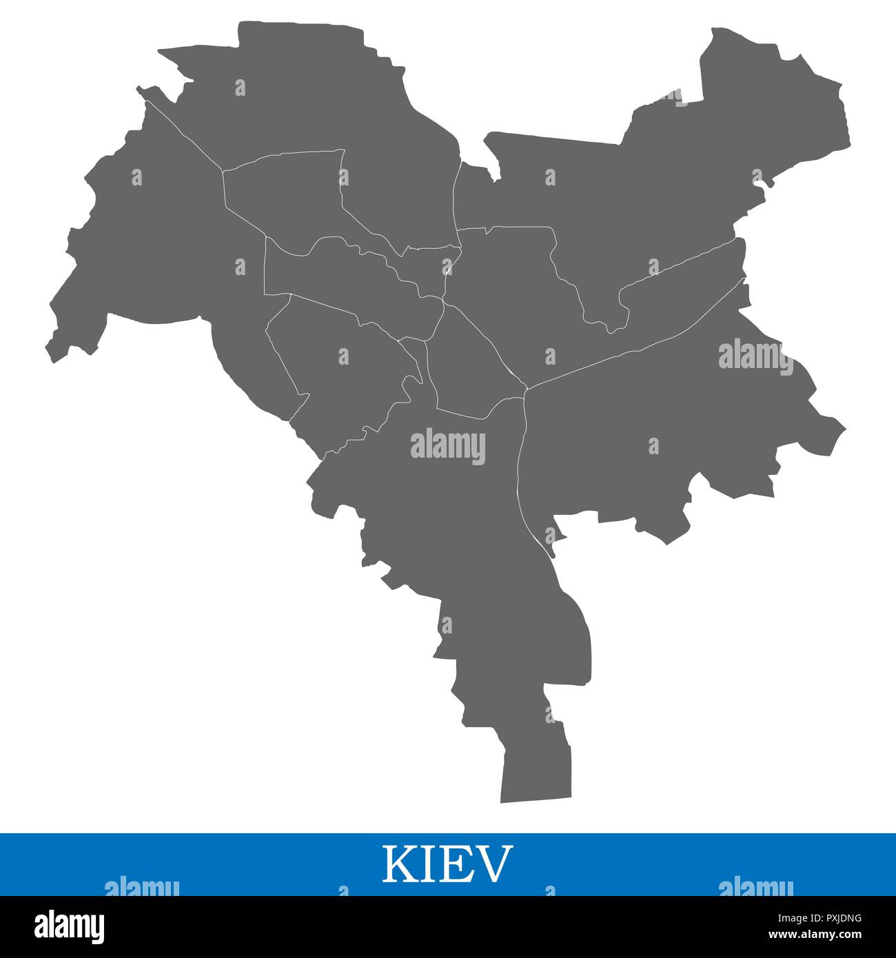 Hohe Qualität Karte von Kiew ist eine Stadt in der Ukraine, mit Grenzen ...