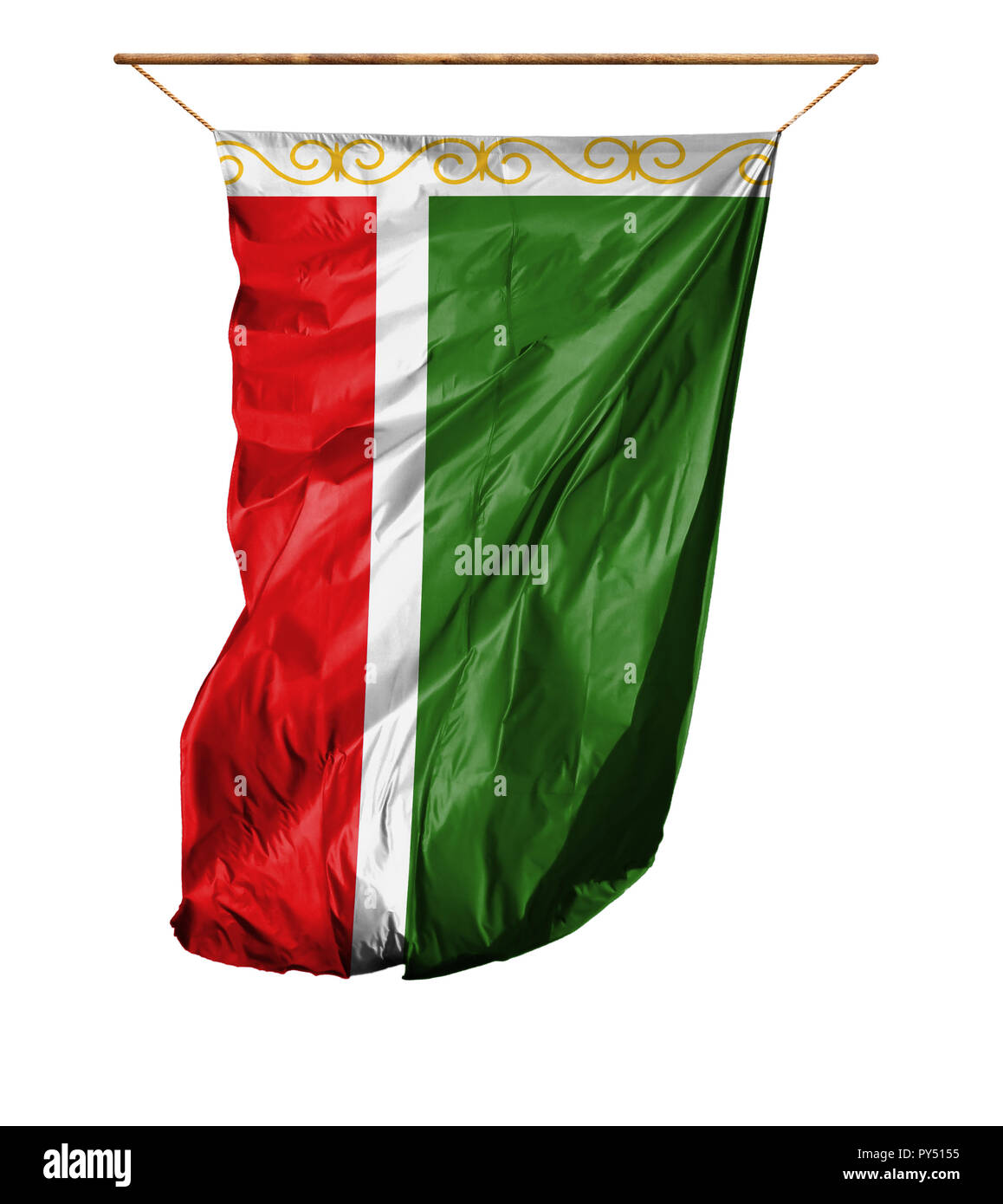 Flagge der Tschetschenischen Republik. Vertical flag. auf einem weißen ...