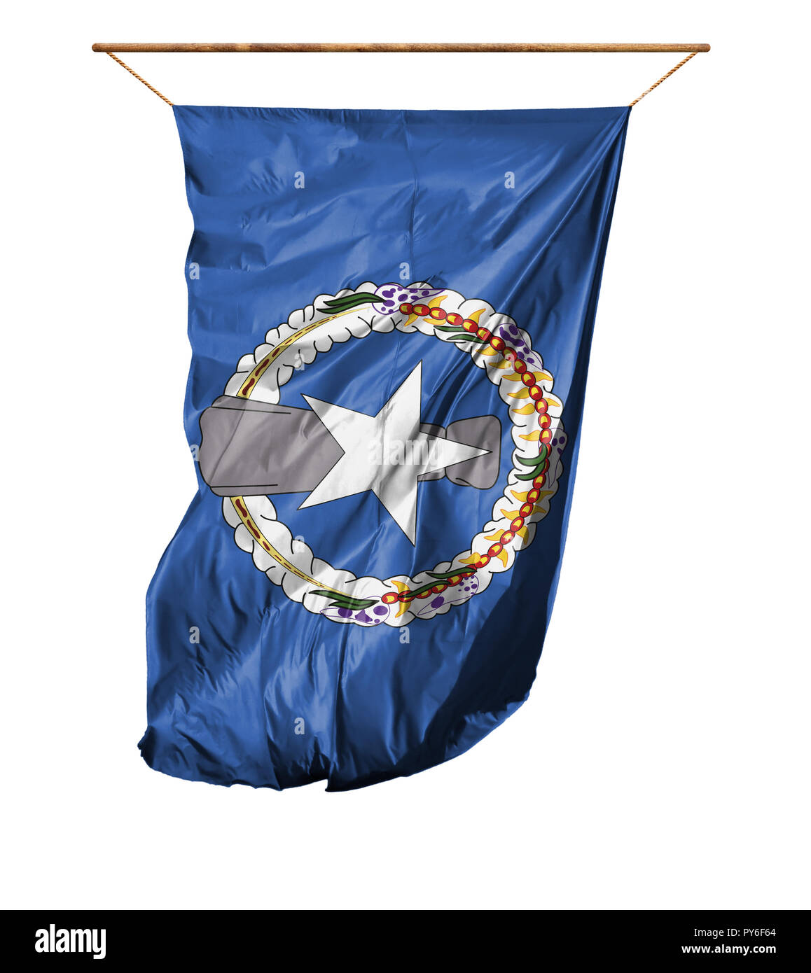 Flagge der Nördlichen Marianen. Vertical flag. auf einem weißen ...