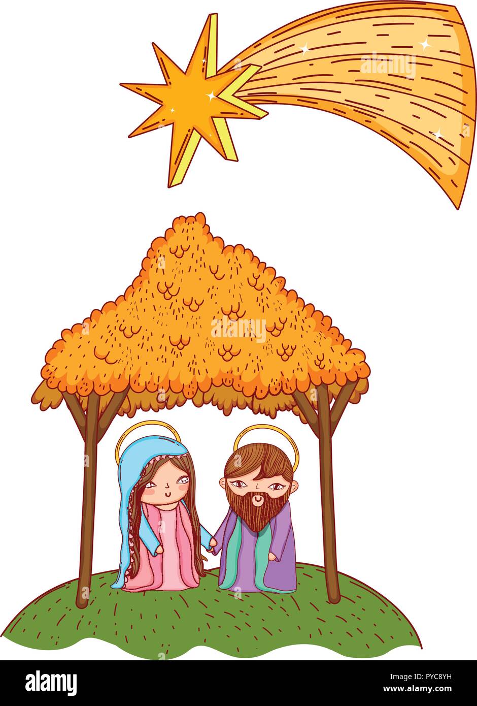 Weihnachten Krippe Cartoon Stock-Vektorgrafik - Alamy