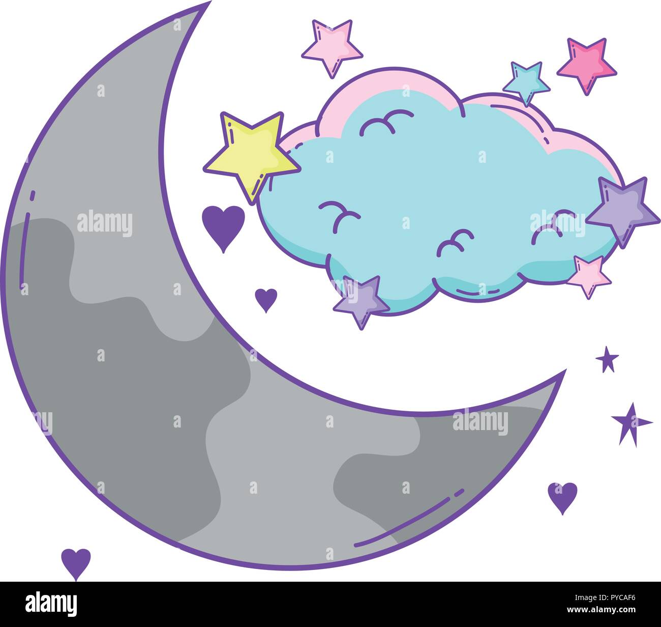 Wolke und Mond Cartoon Stock-Vektorgrafik - Alamy