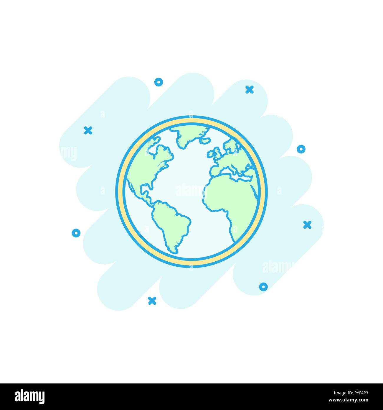 Vektor cartoon Globe World Map Symbol im Comic-stil. Runde Erde ...