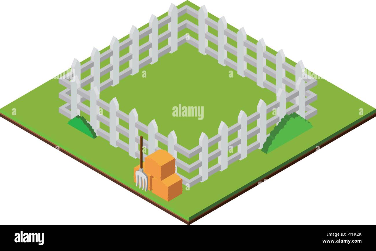 Bauernhof Zaun auf dem Rasen in 3D-Darstellung Stock-Vektorgrafik - Alamy