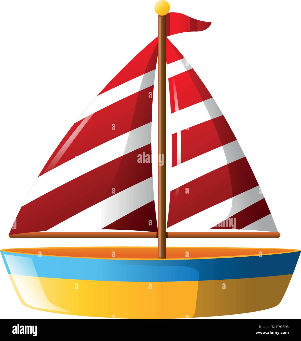 Segelboot mit rotem segel Stock-Vektorgrafiken kaufen - Alamy