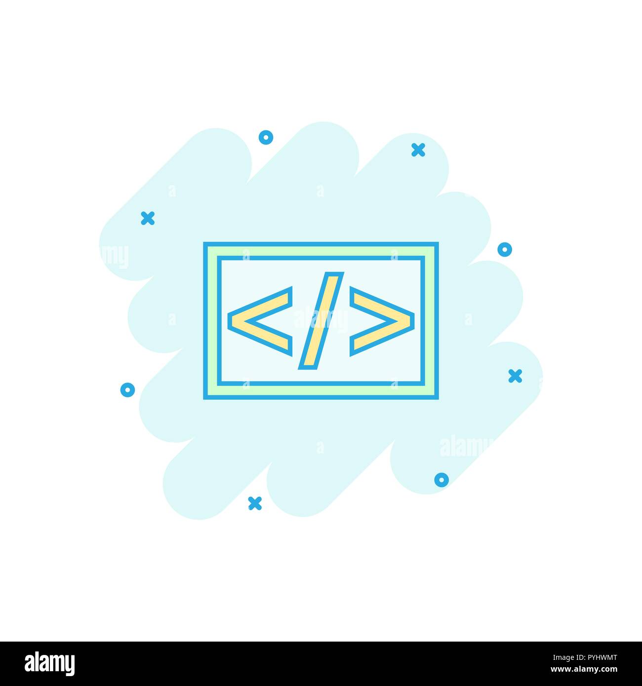 Vektor cartoon open source Icon im Comic-stil. Api-Programmierung ...