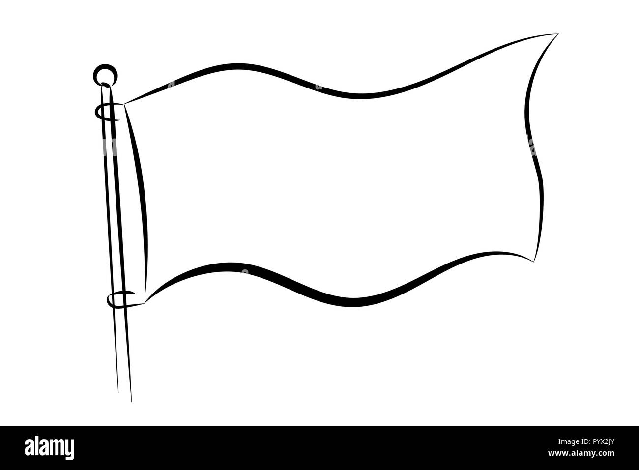 Vektor flag Abbildung. Monochrome Abbildung: Wehende Flagge Stock ...