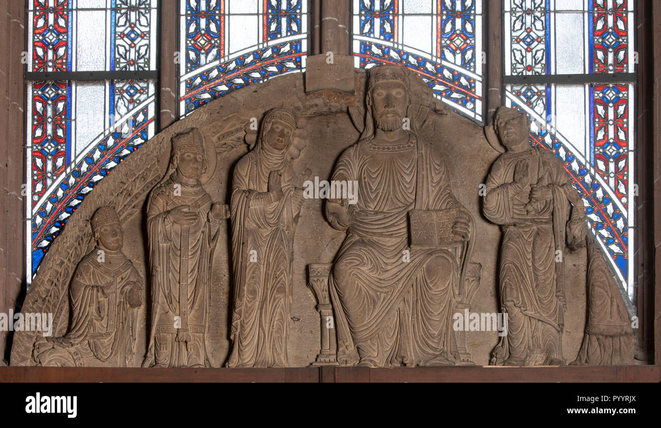 Worms, Dom St. Peter, romanisches Tympanon im südlichen Seitenschiff ...