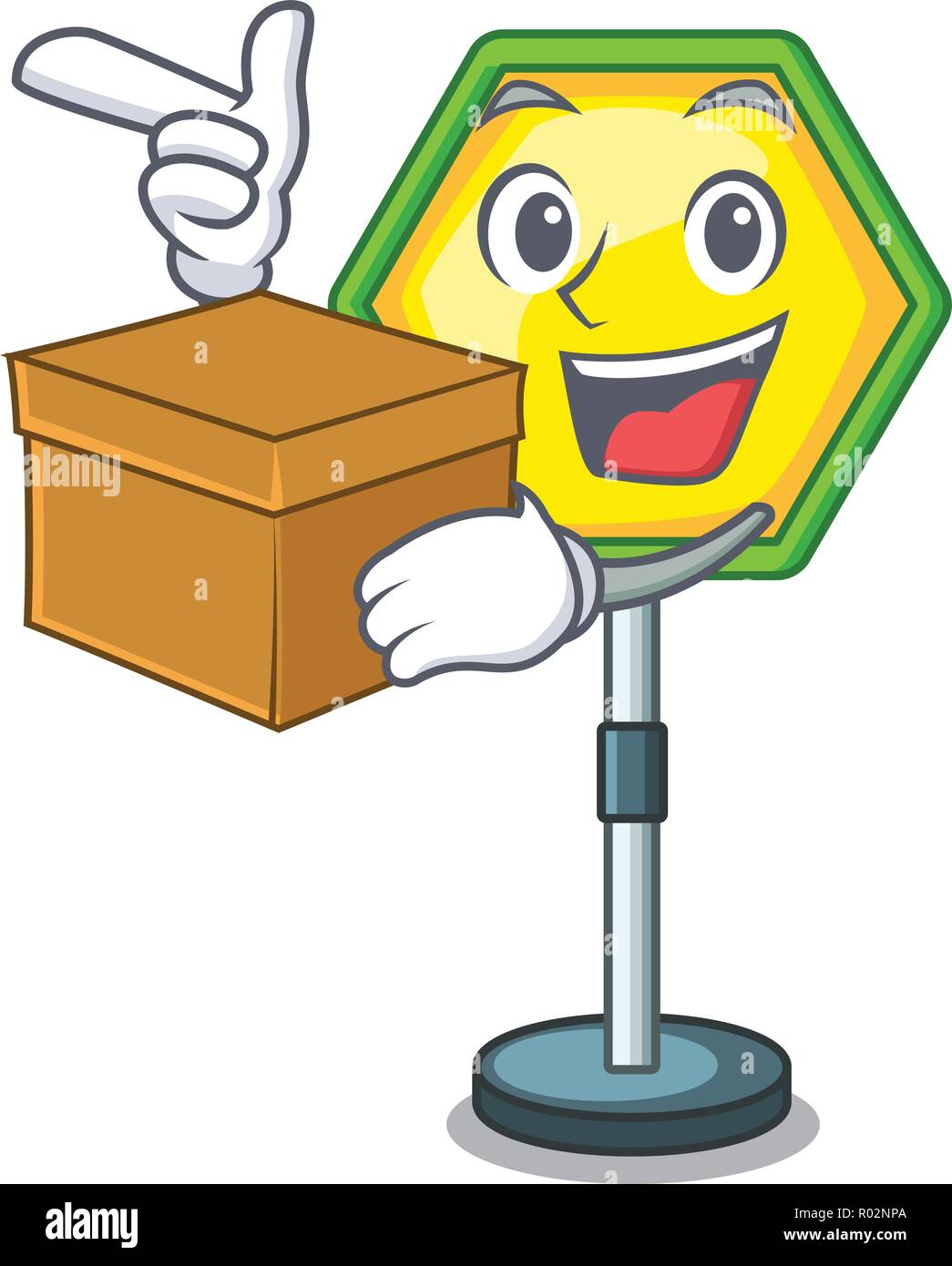 Mit box cartoon Verkehrsschild auf der Hauptverkehrsstraße Stock-Vektorgrafik - Alamy