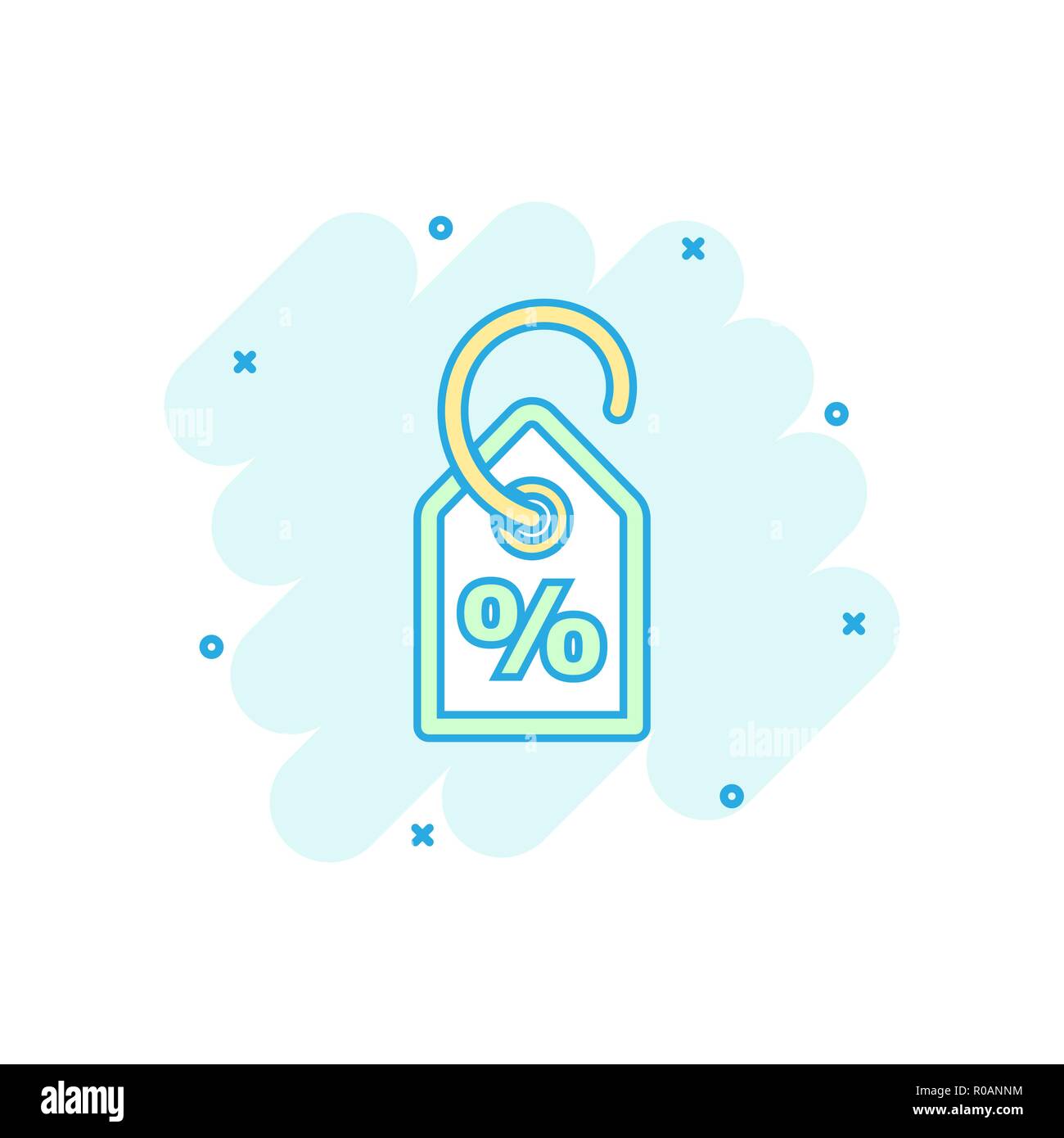 Vektor cartoon Rabatt tag Symbol im Comic-stil. Preis Verkauf Konzept ...