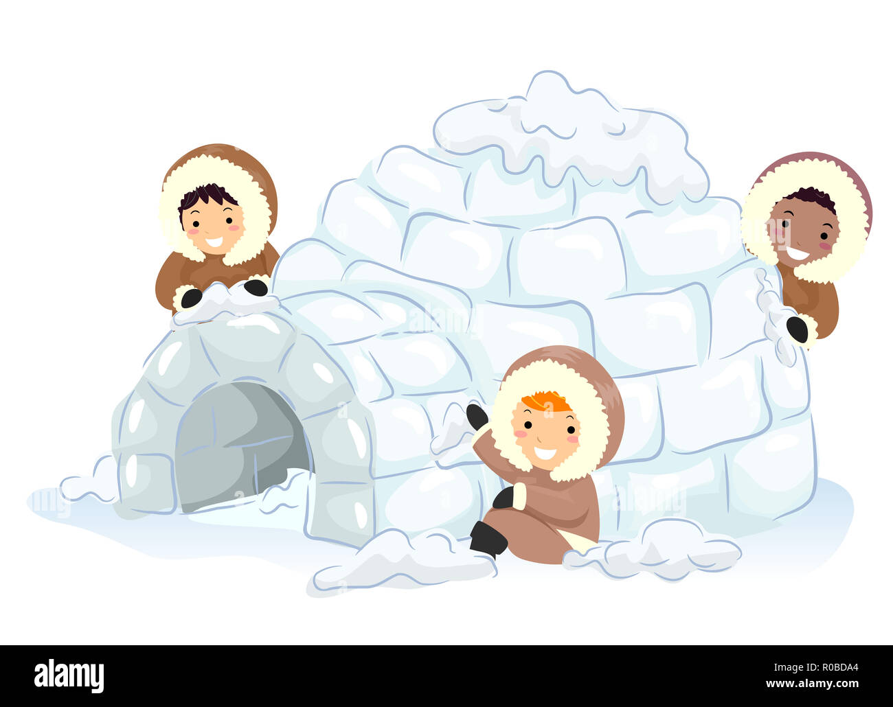 Abbildung: Stickman Kinder machen ein Iglu im Freien Stockfotografie ...