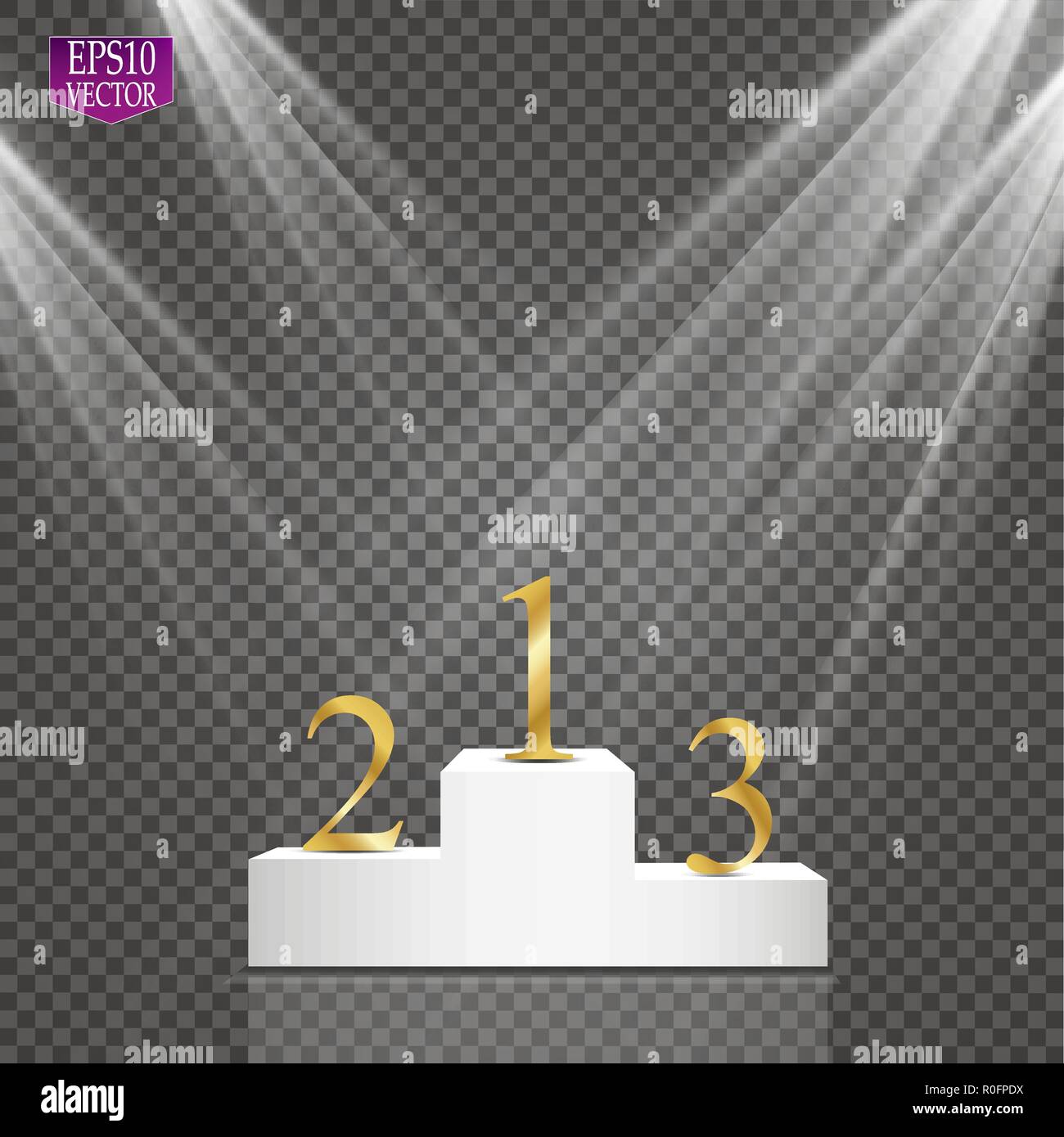 Leere Siegertreppchen mit dem ersten, zweiten und dritten Platz für die ...