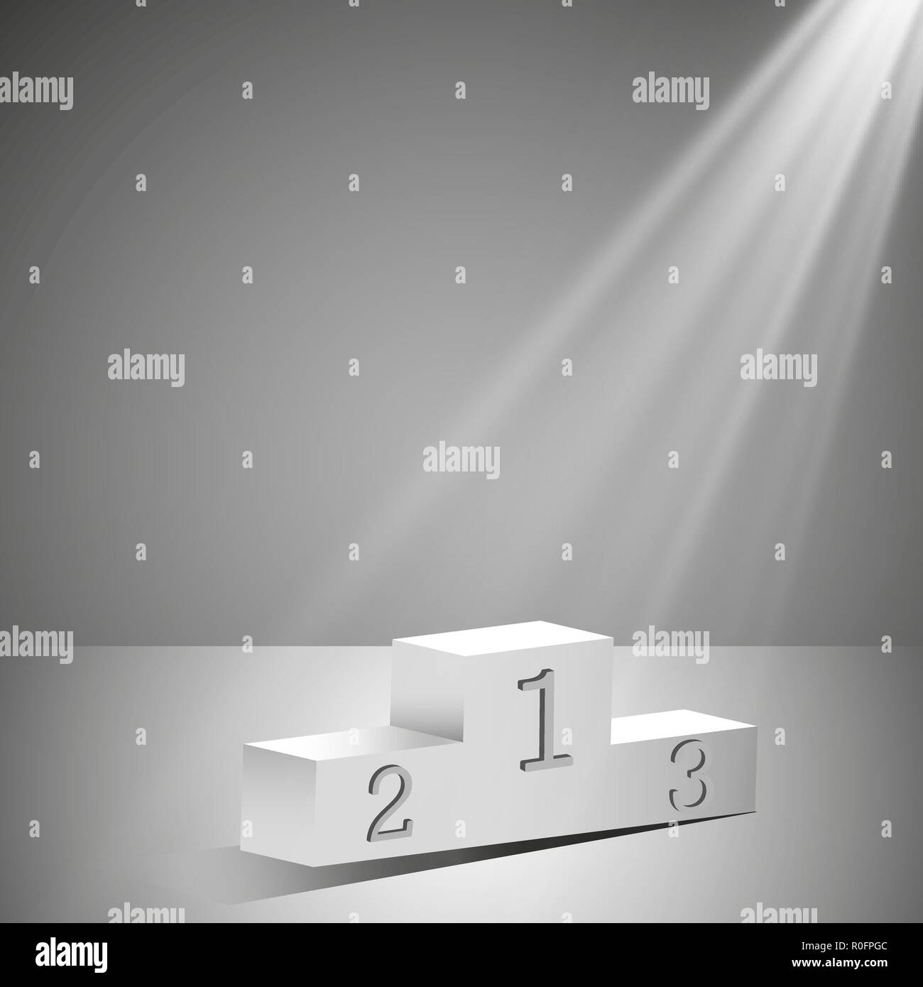Leere Siegertreppchen mit dem ersten, zweiten und dritten Platz für die ...