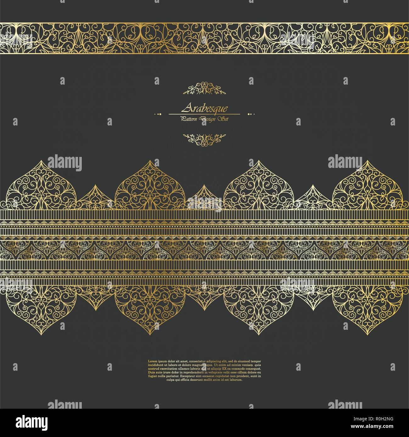 Muster arabesque islamische Element in elegantem Schwarz und Gold ...