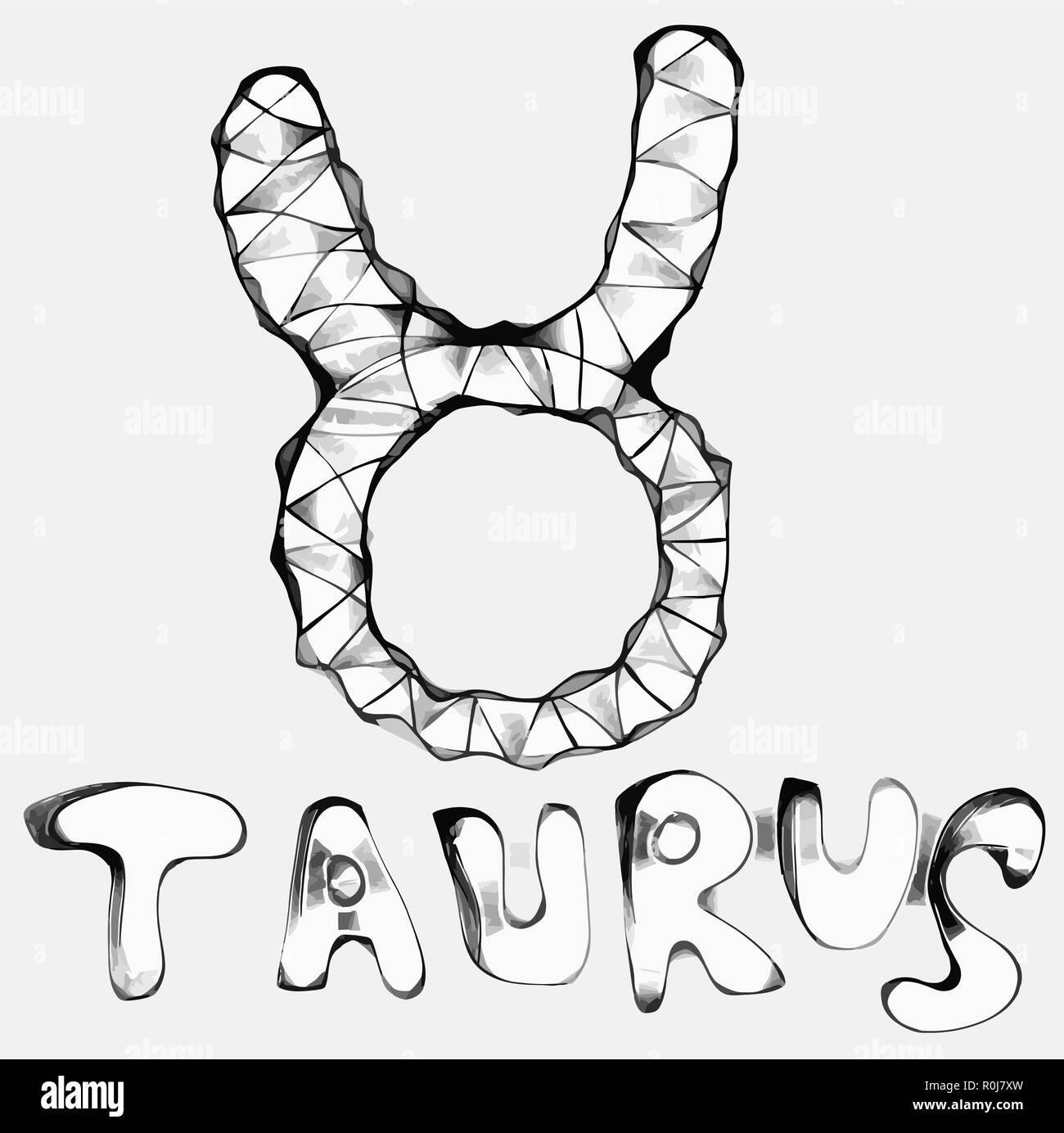 Taurus (Stier) Sternzeichen vektor Zeichen von Hand gezeichnet Stock ...