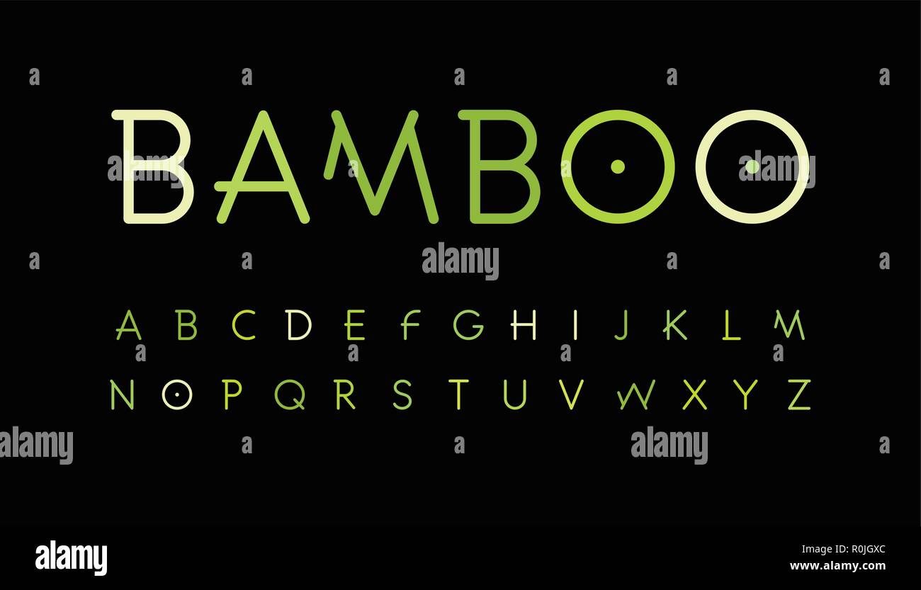 Grüne Natur Alphabet. Bambus Zweig Stil gesetzt. Tropischer Wald Font ...