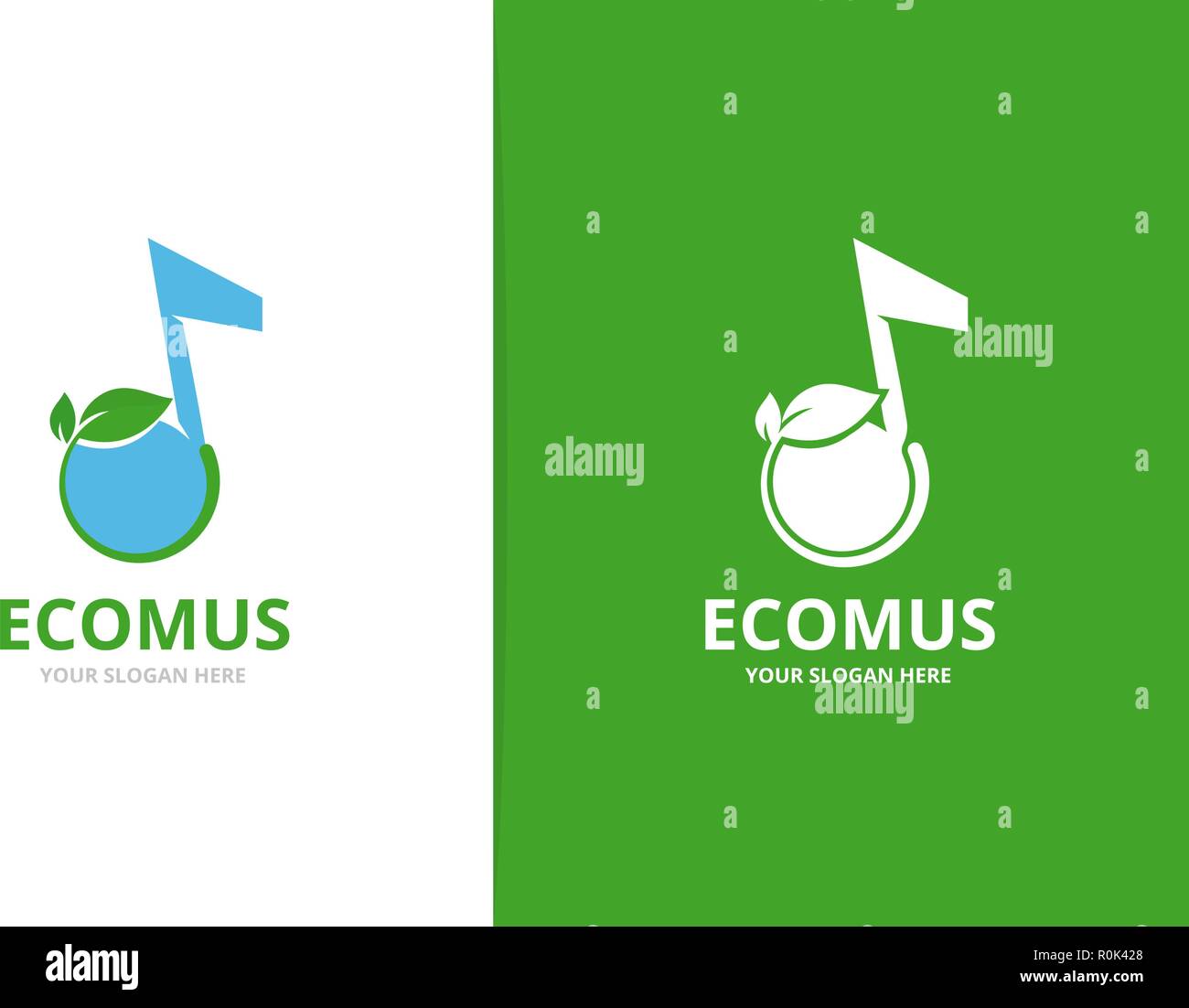 Vektor Hinweis und Leaf logo Kombination. Musik und Anlage Symbol oder ...