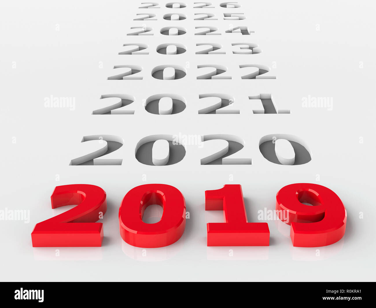 2019 Zukunft stellt das neue Jahr 2019, 3D-Rendering, 3D-Darstellung ...