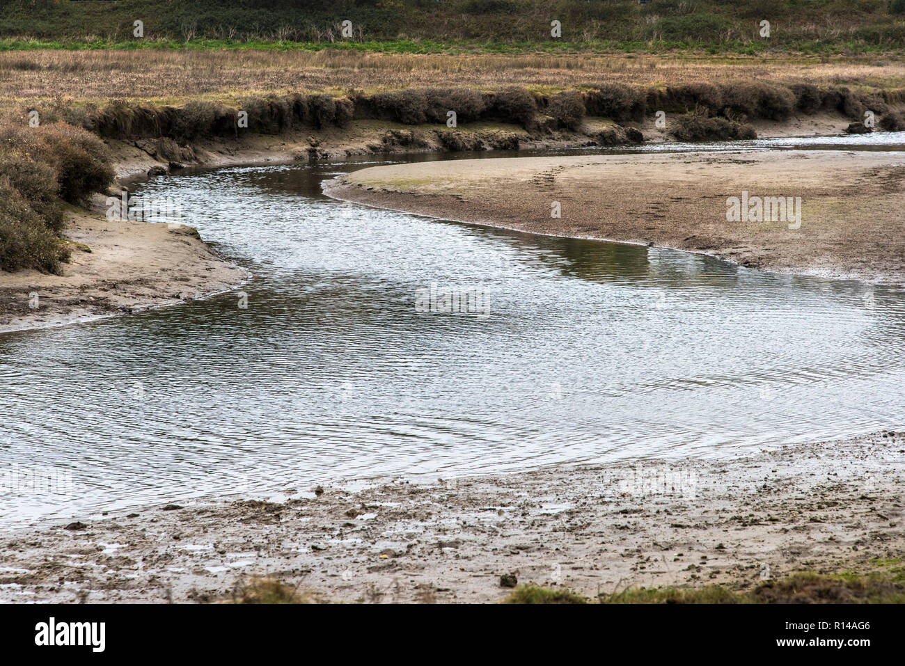 Die Gezeiten Fluss Gannel bei Ebbe in Newquay in Cornwall ...