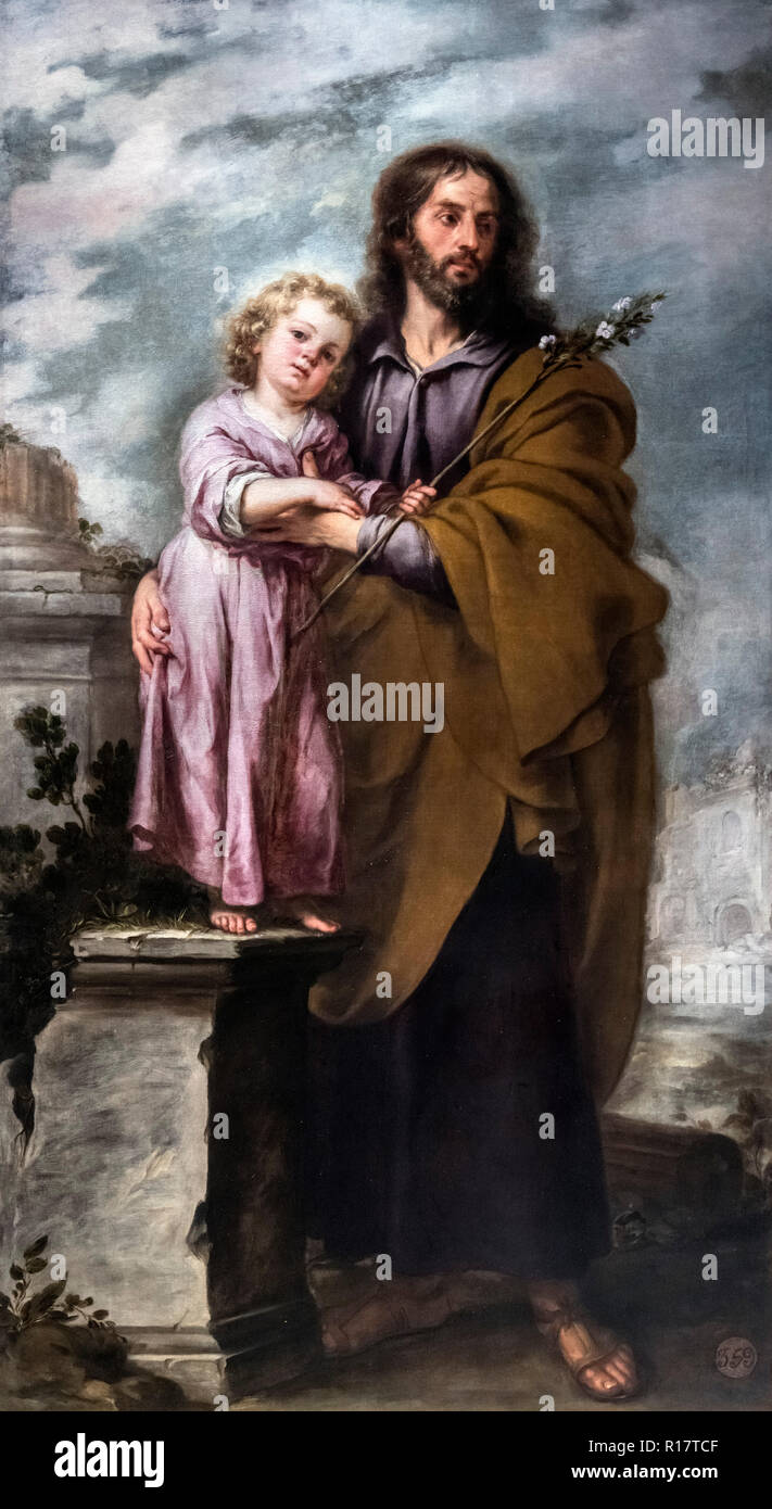 Hl. Josef mit dem Jesuskind (San Jose y El Nino) von Bartolomé-Esteban ...