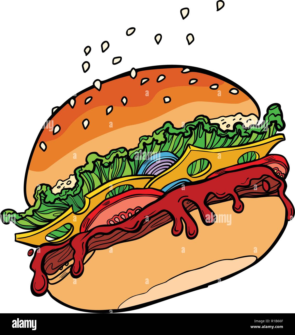 Fast Food Burger. Comic cartoon Pop Art retro Vektor illustration Zeichnung Stock-Vektorgrafik ...