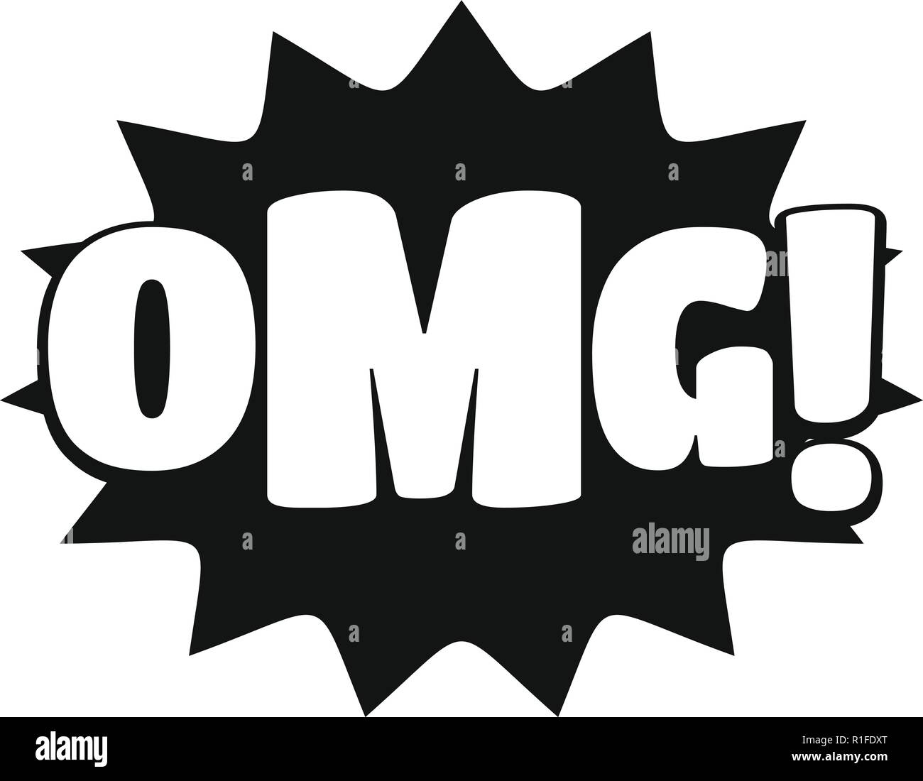 Comic Boom omg-Symbol. Einfache Abbildung der komischen Boom omg Vektor ...