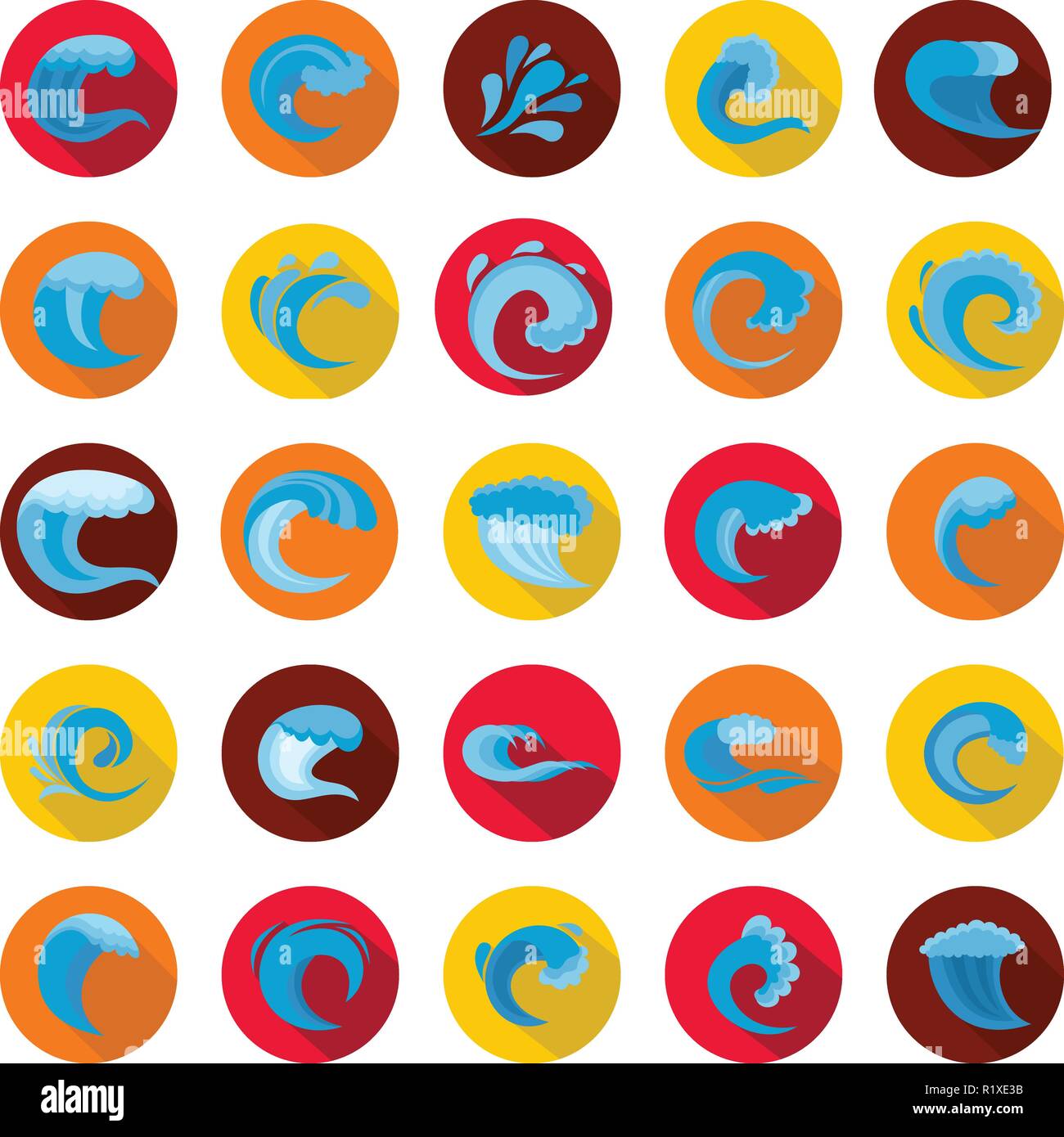 Wasser Welle Symbole gesetzt. Flache Abbildung: 25 Wasser wave Vector ...