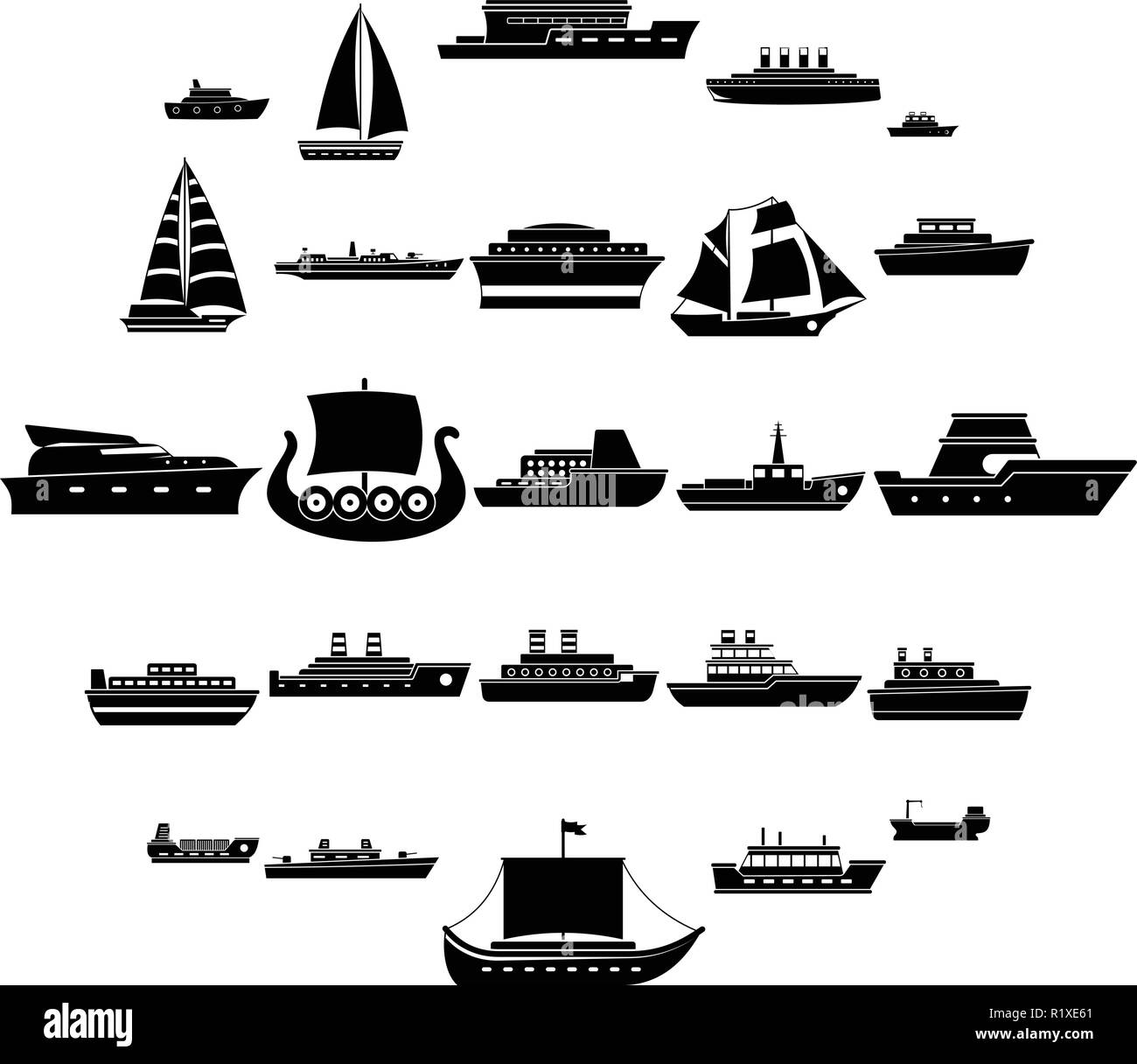 Boot Symbole gesetzt. Einfache Abbildung: 25 Boot Vector Icons für Web ...