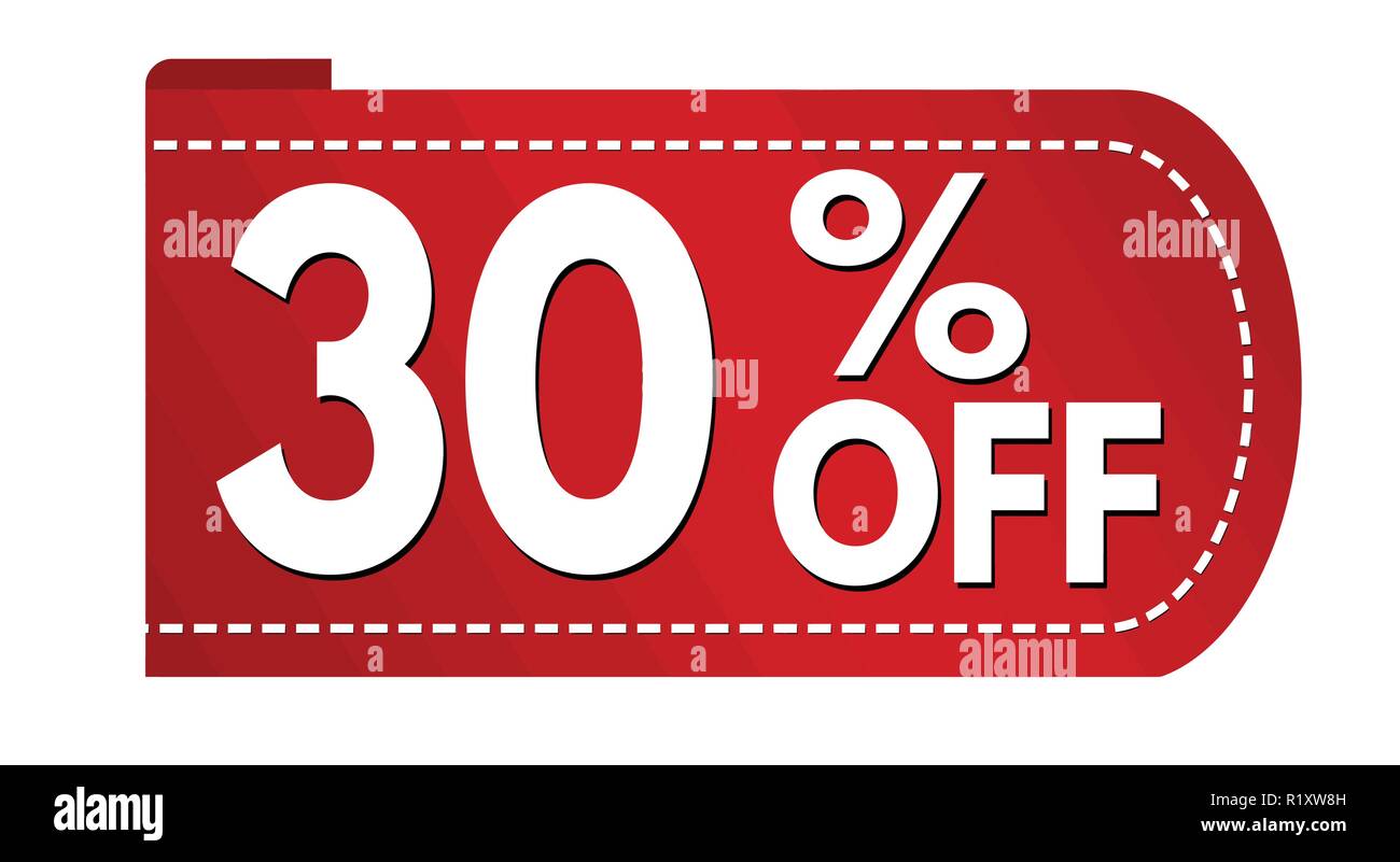 Angebot 30% Rabatt Banner Design auf weißem Hintergrund, Vector ...