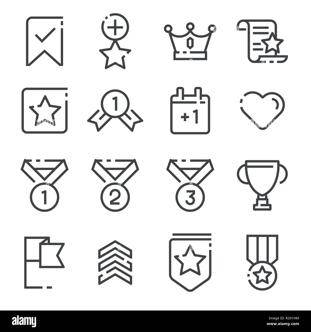 Stimmen und Belohnungen Zeile für Symbole Vector Illustration Stock ...