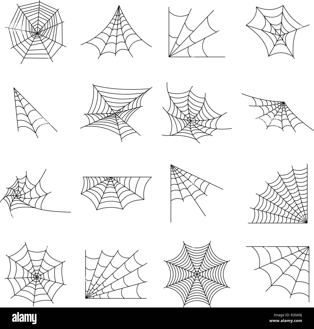 Web spider Spinnennetz Symbole gesetzt. Überblick Abbildung: 16 Web ...