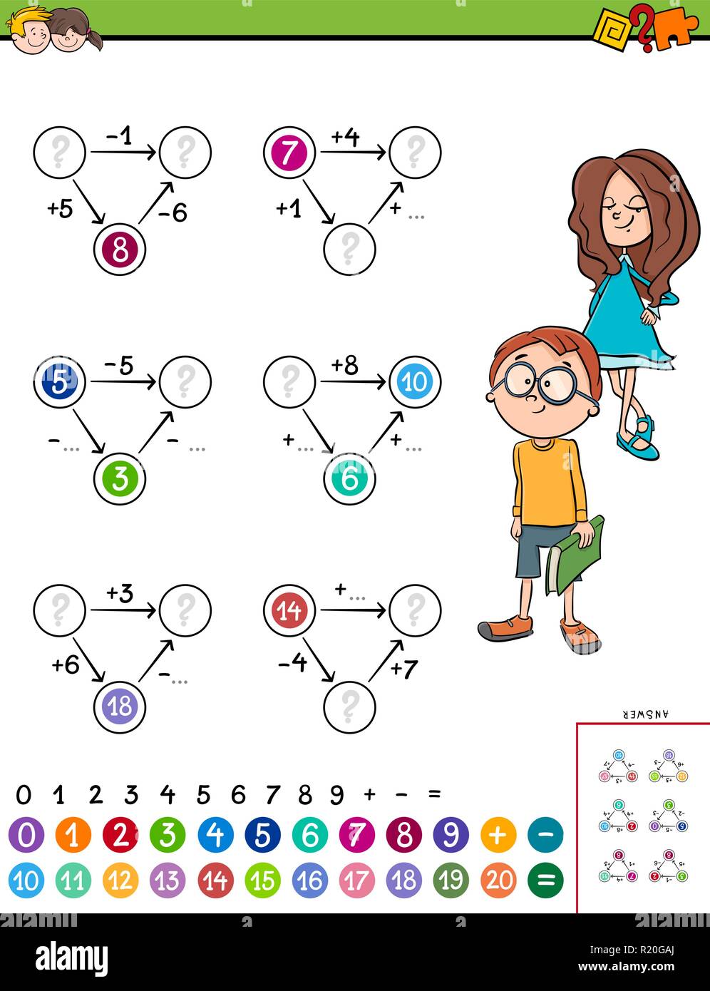 Cartoon Illustration der Pädagogischen mathematische Berechnung ...