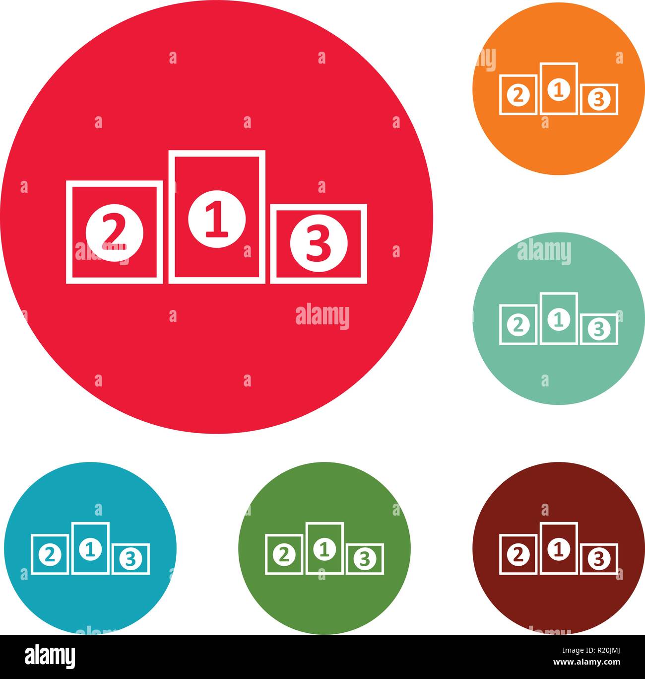 Podest Podest Symbole Kreis set Vektor auf weißem Hintergrund Stock ...
