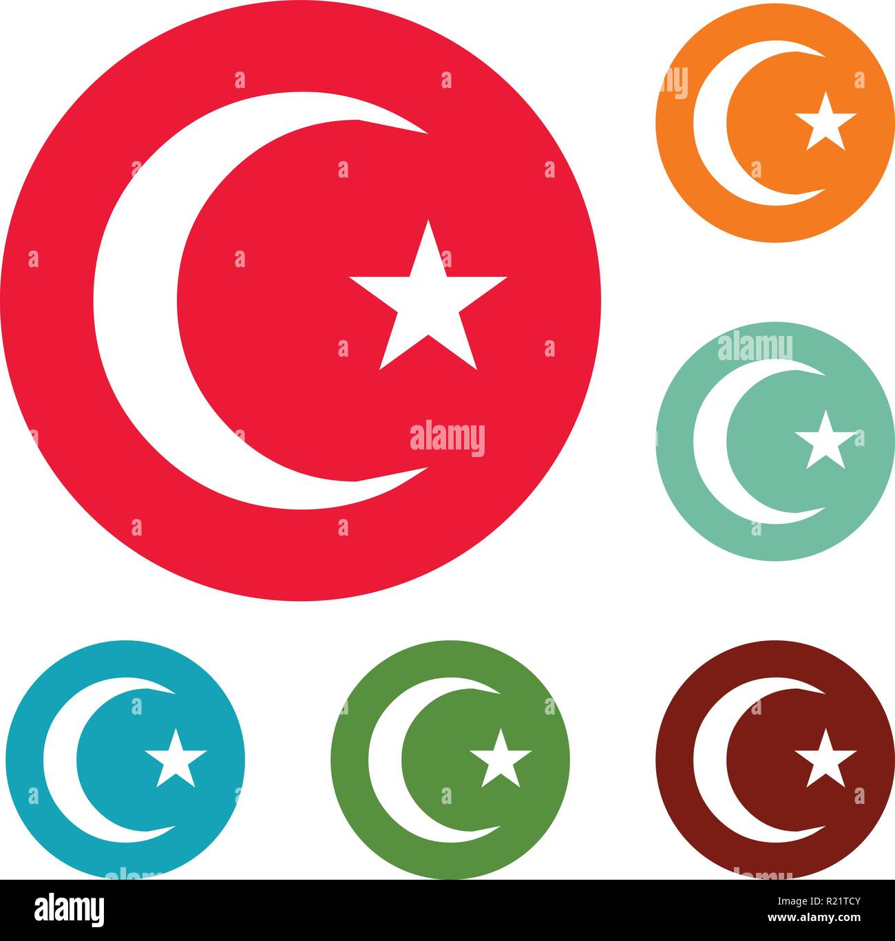 Islamischen Halbmond Symbole Kreis Vektor auf weißem Hintergrund ...